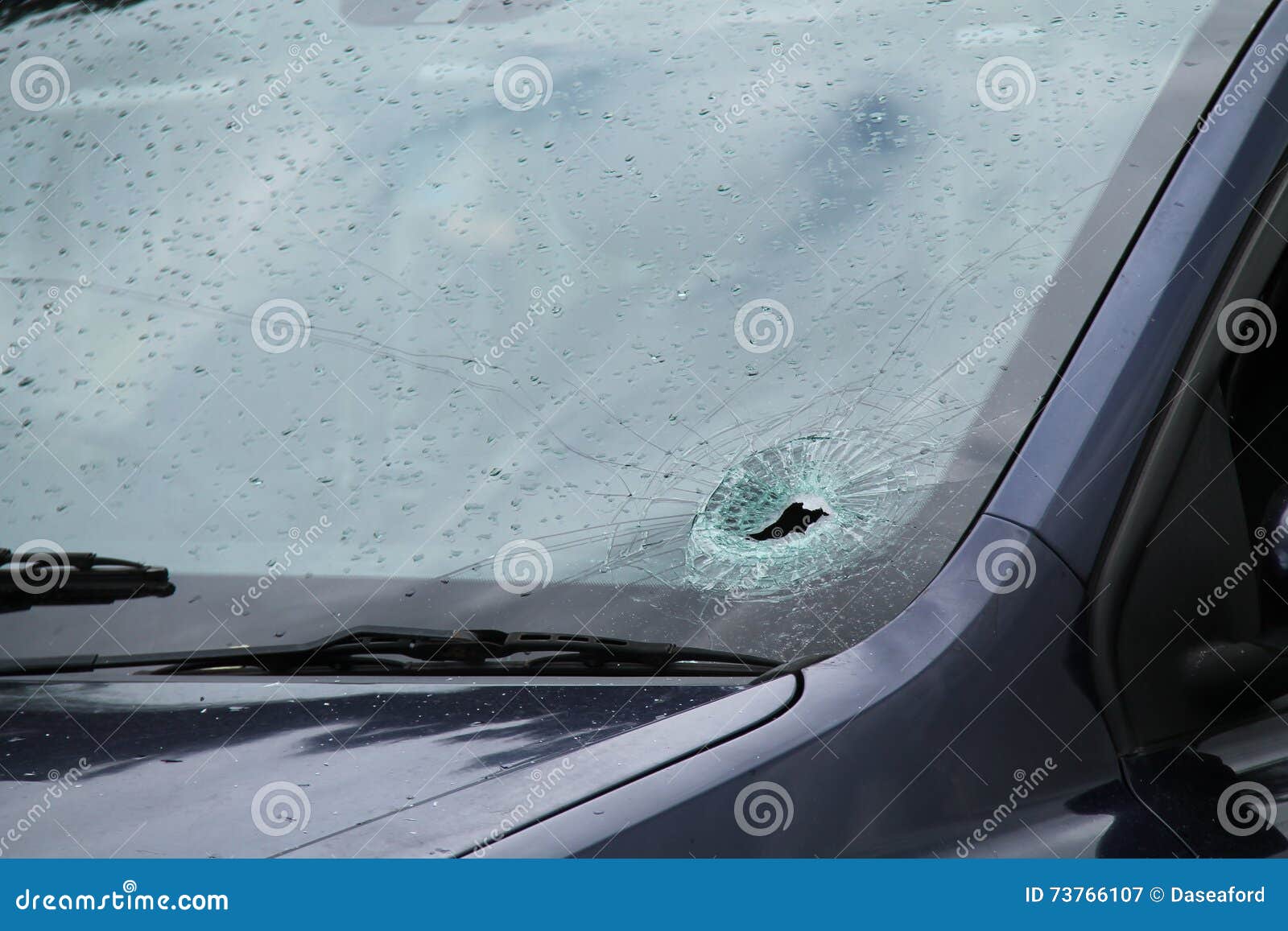 Smashed Car Windscreen. stock image. Image of vehicle - 73766107