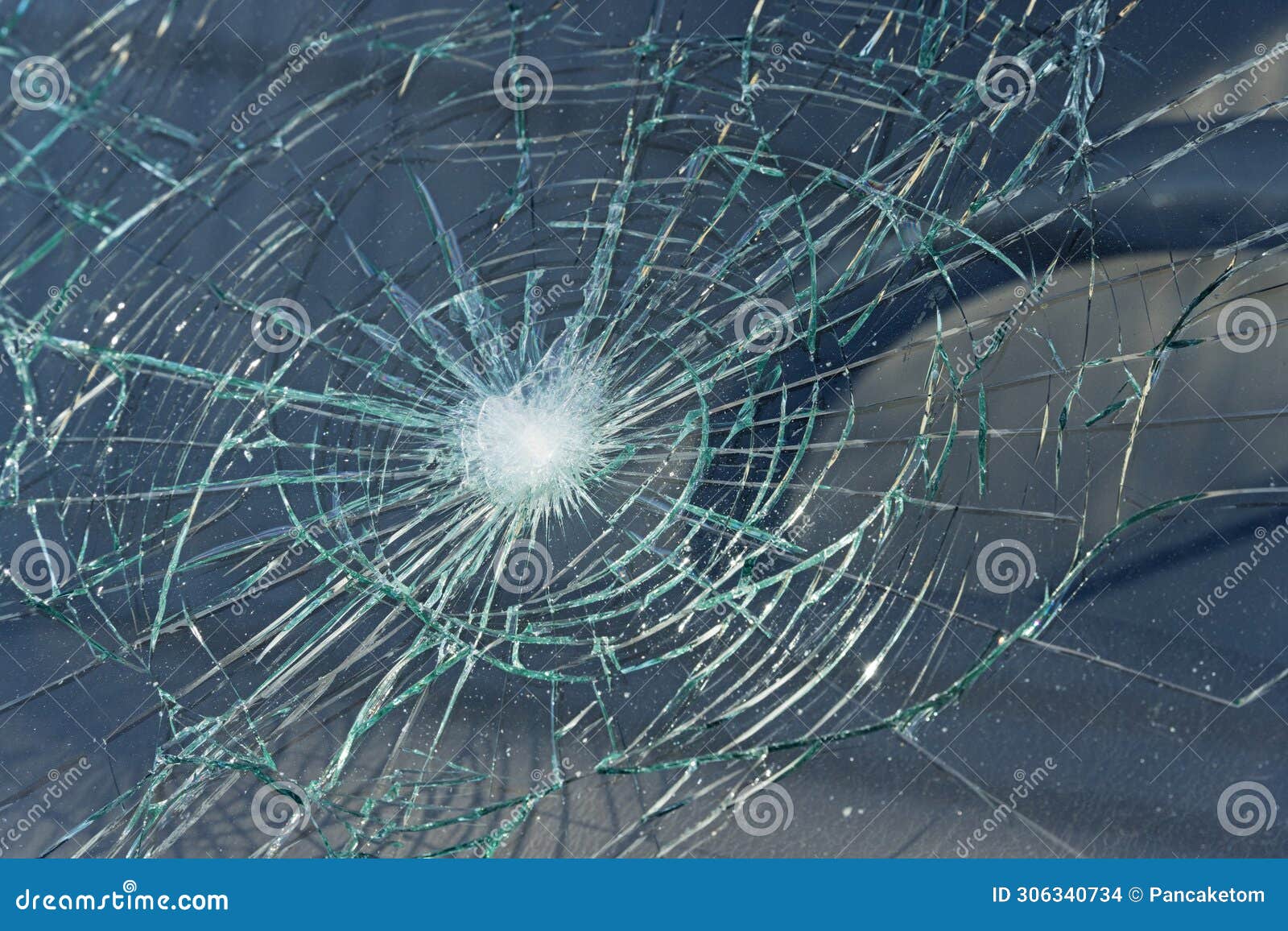 Smashed Car Windshield stock photo. Image of ruined - 306340734