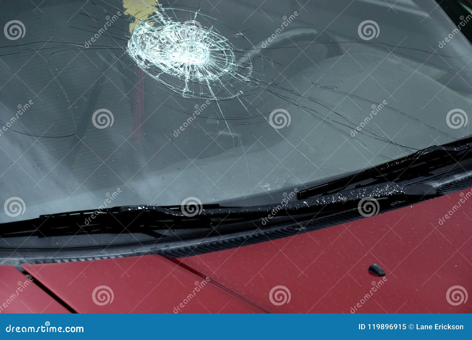 Smashed Car Windshield on Car Driving on Road Stock Image - Image of ...