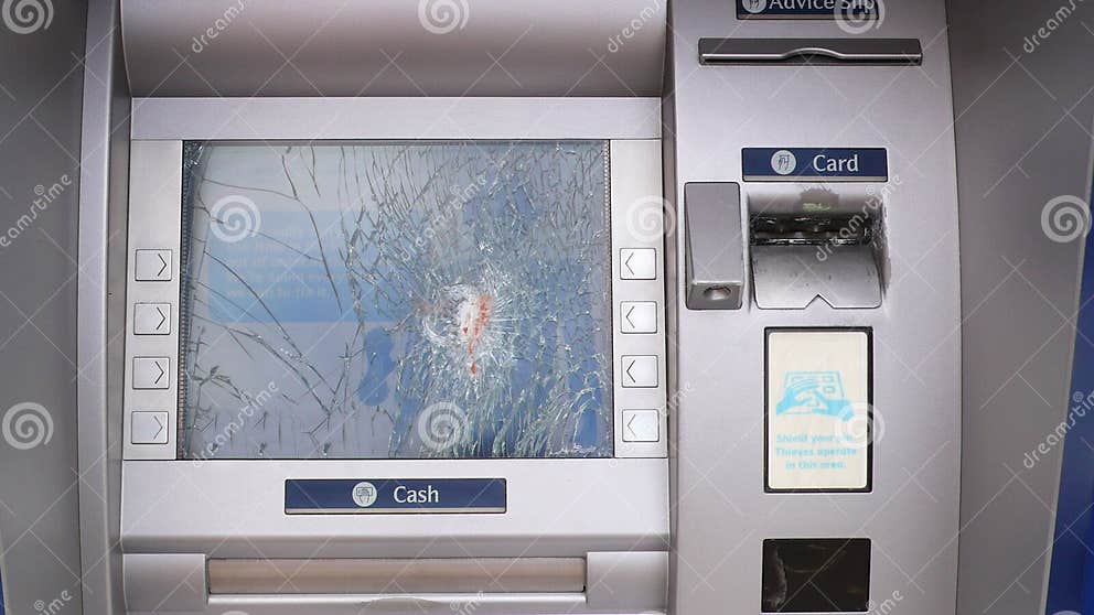 A smashed cash machine stock image. Image of accident - 20536085