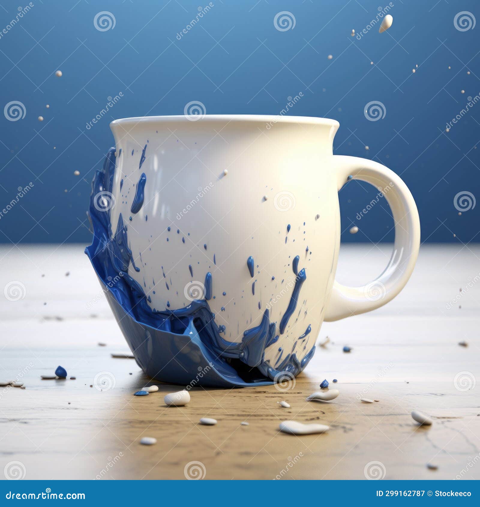 Smashed Cup Creates Photorealistic Paint Spill on Table Stock ...