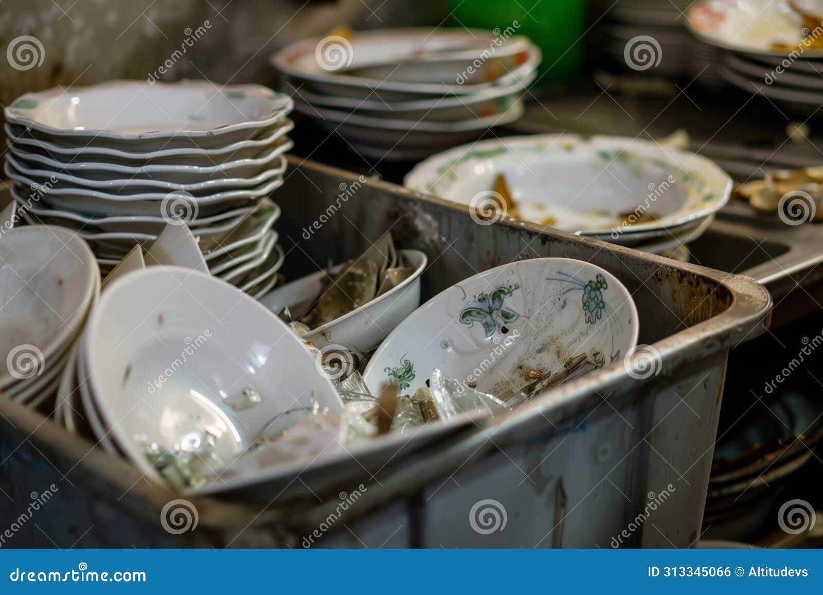 Smashed Dishes in Restaurant Kitchen Bin Stock Photo - Image of waste ...
