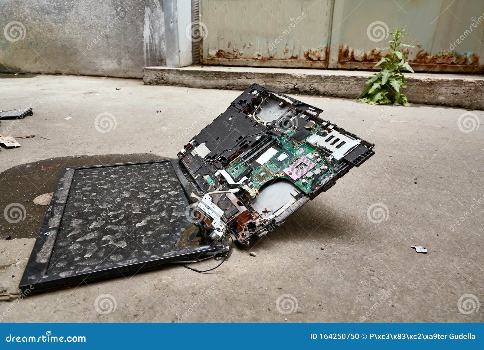 Smashed Laptop Hardware stock photo. Image of interior - 164250750