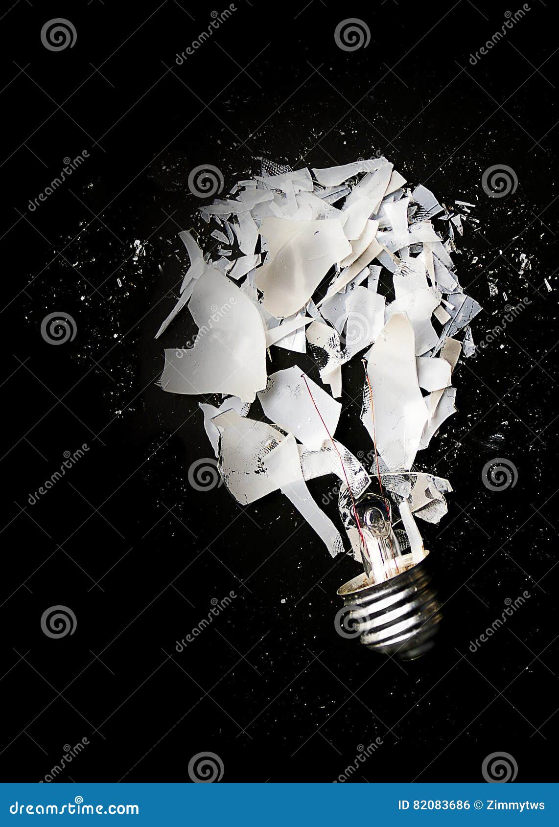 Smashed light bulb stock photo. Image of pieces, glass - 82083686