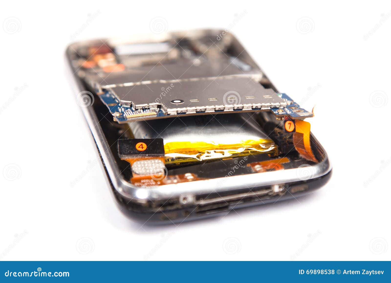 Smashed Mobile Phone Isolated on White Background Stock Photo - Image ...
