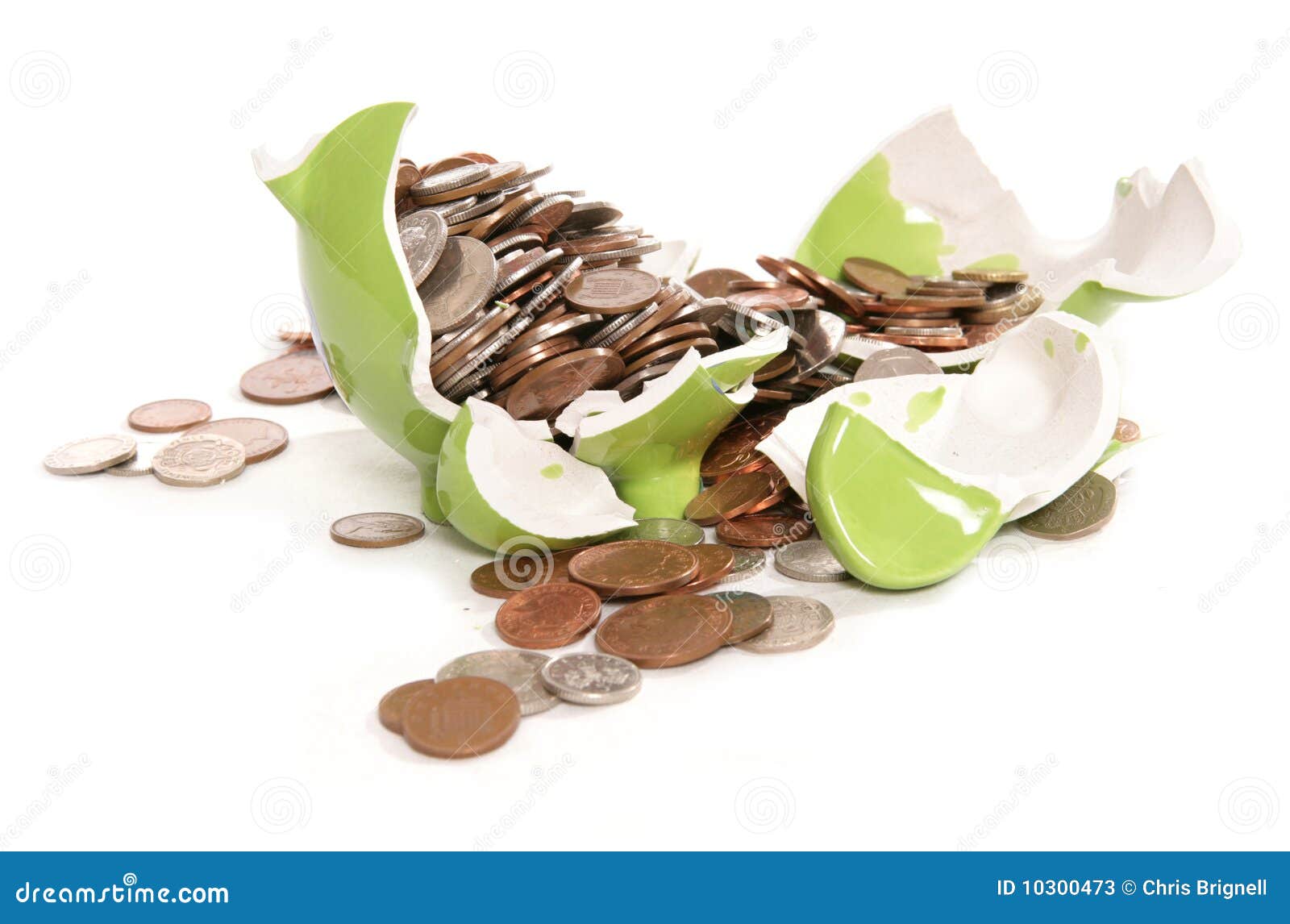Smashed Moneybox with British Currency Coins Stock Image - Image of ...