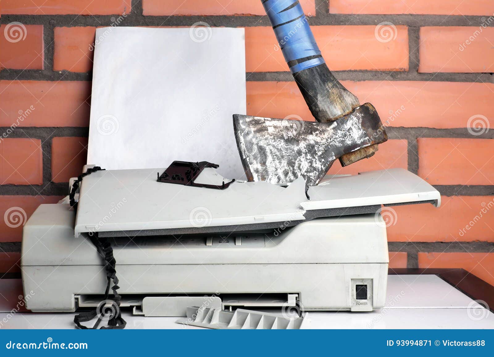 Smashed Office Printer stock image. Image of shot, destroyed - 93994871