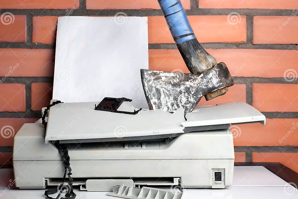 Smashed Office Printer stock image. Image of shot, destroyed - 93994871