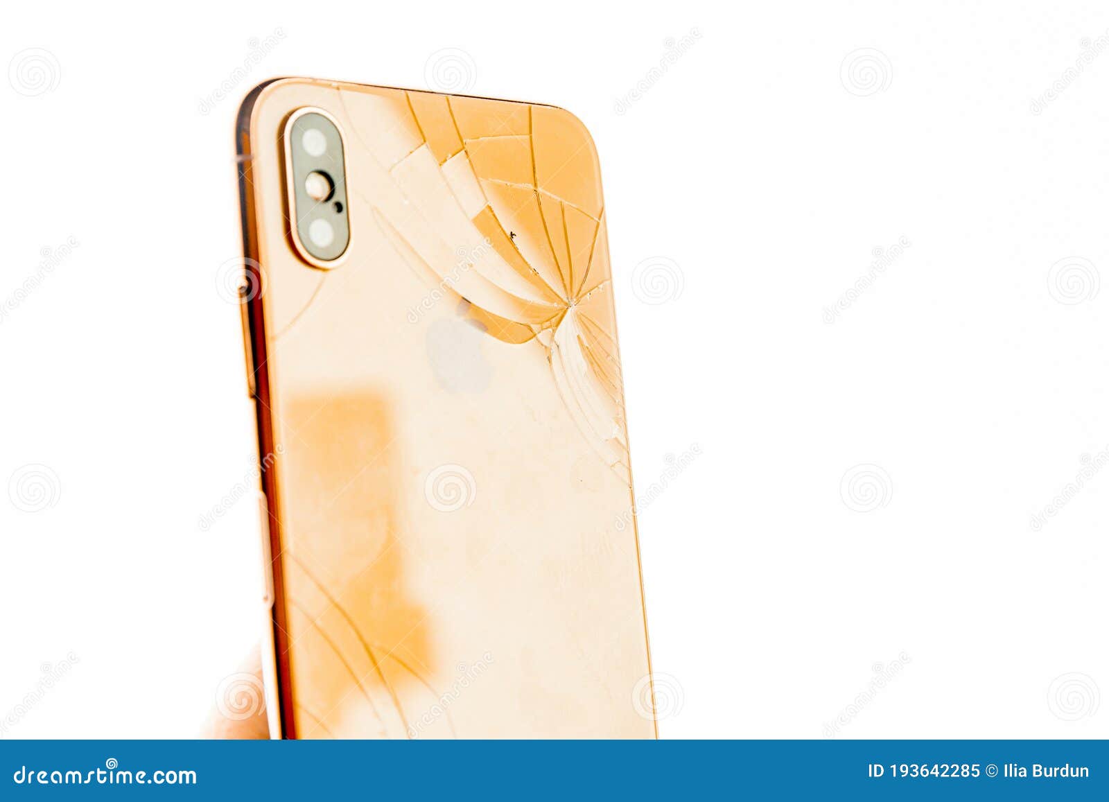 Smashed Phone Isolated on the White Background. Stock Image - Image of ...