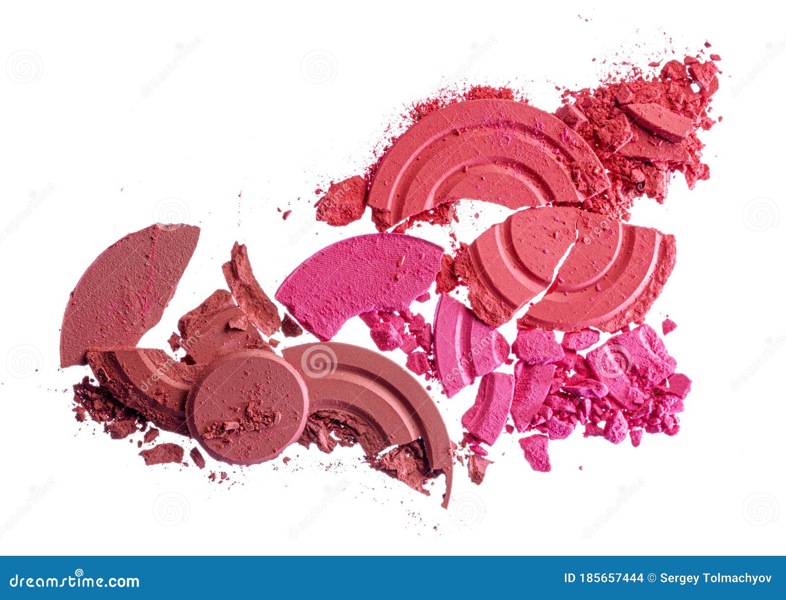 Smashed Pink Blush Cosmetics Isolated on White Background Stock Photo ...