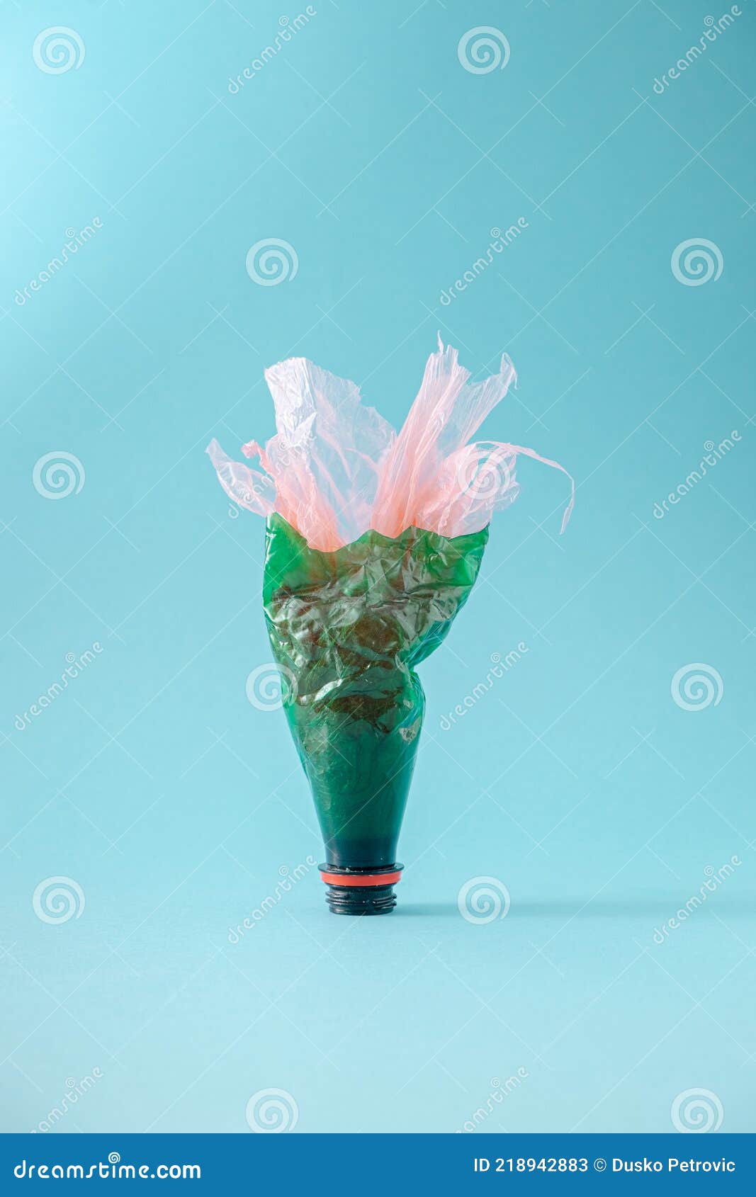 Smashed Plastic Bottle with Bags Inside Like Trophy for Environmental ...