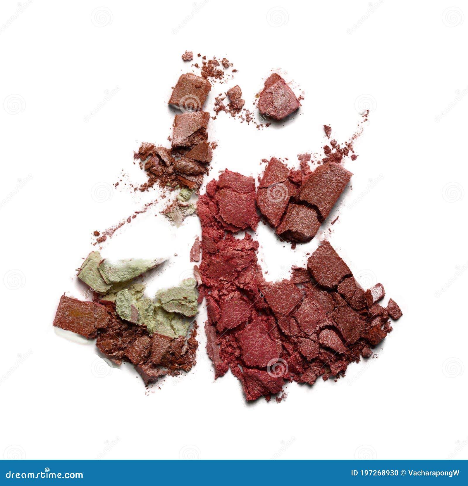 Smashed Pressed Make Up Powder on Isolated White Background Stock Photo ...