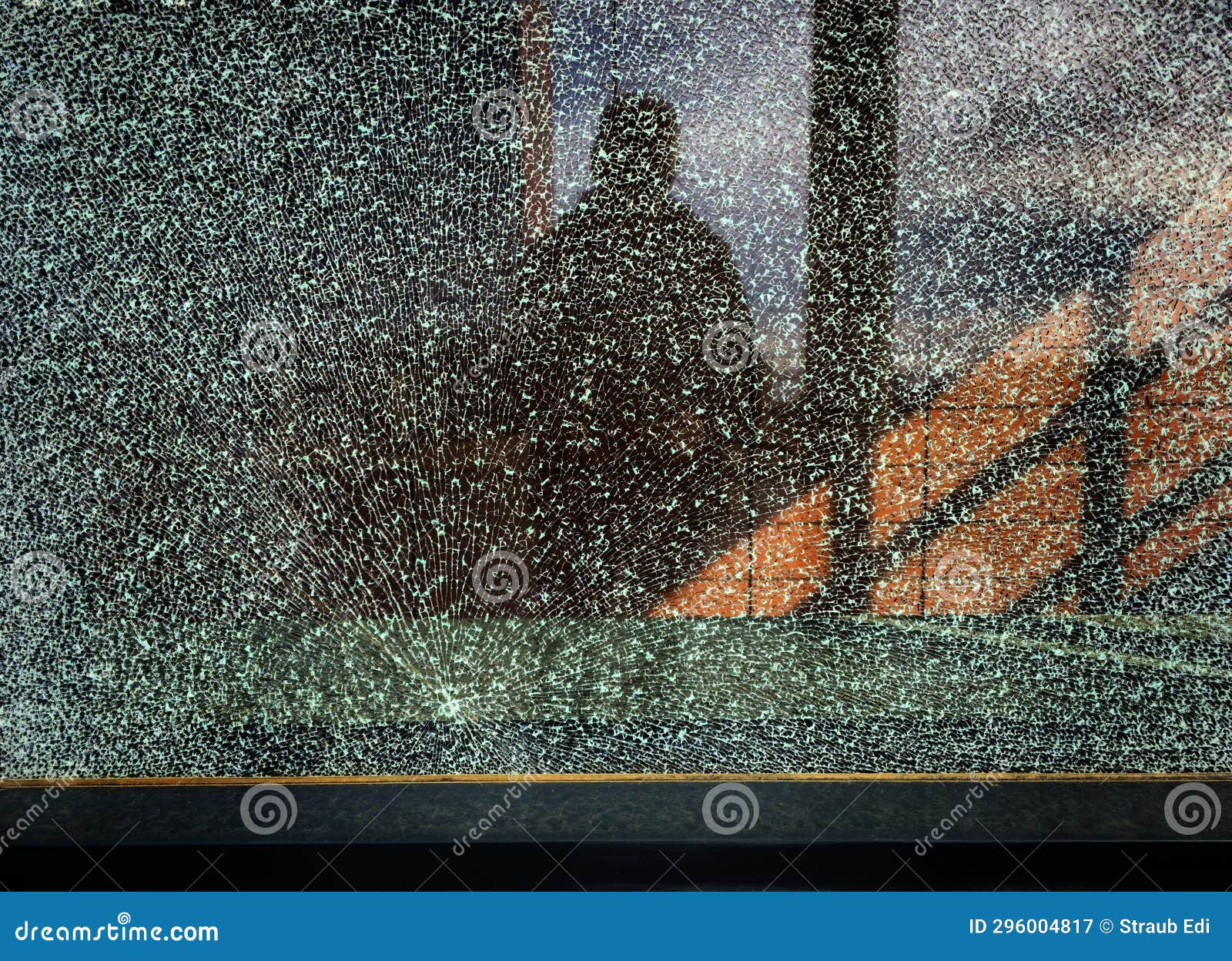 Smashed Shattered Glass Window Panel Stock Image - Image of glass ...