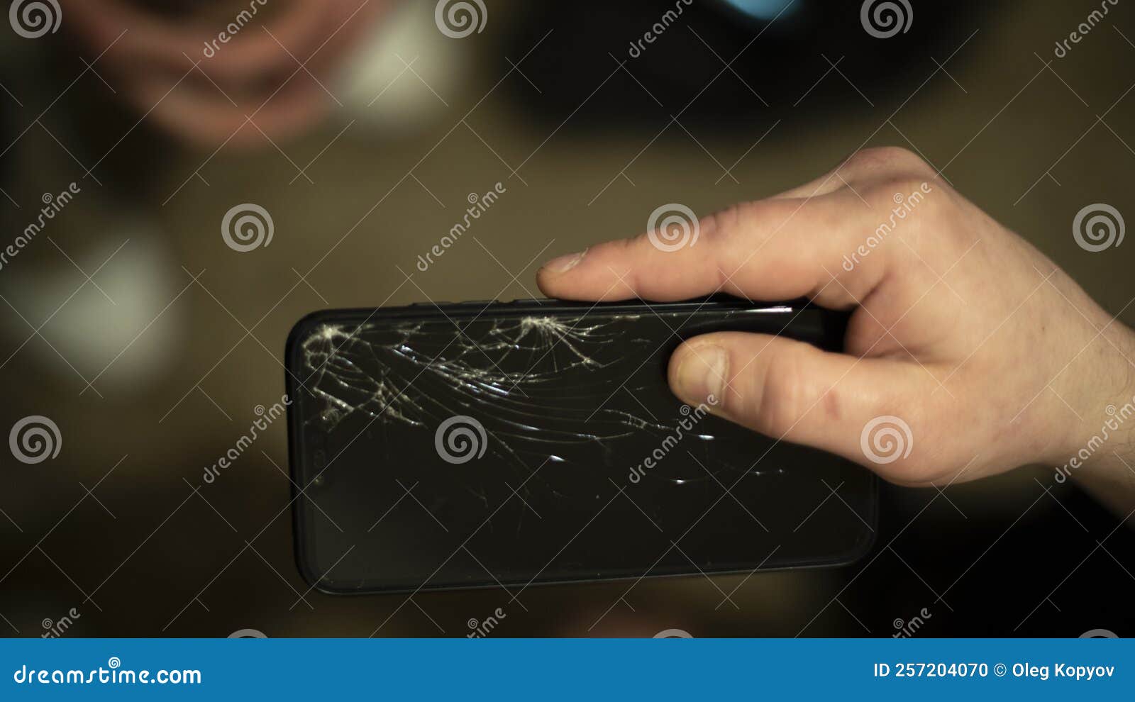 Smashed Smartphone Screen. Phone in Hand Stock Photo - Image of girl ...