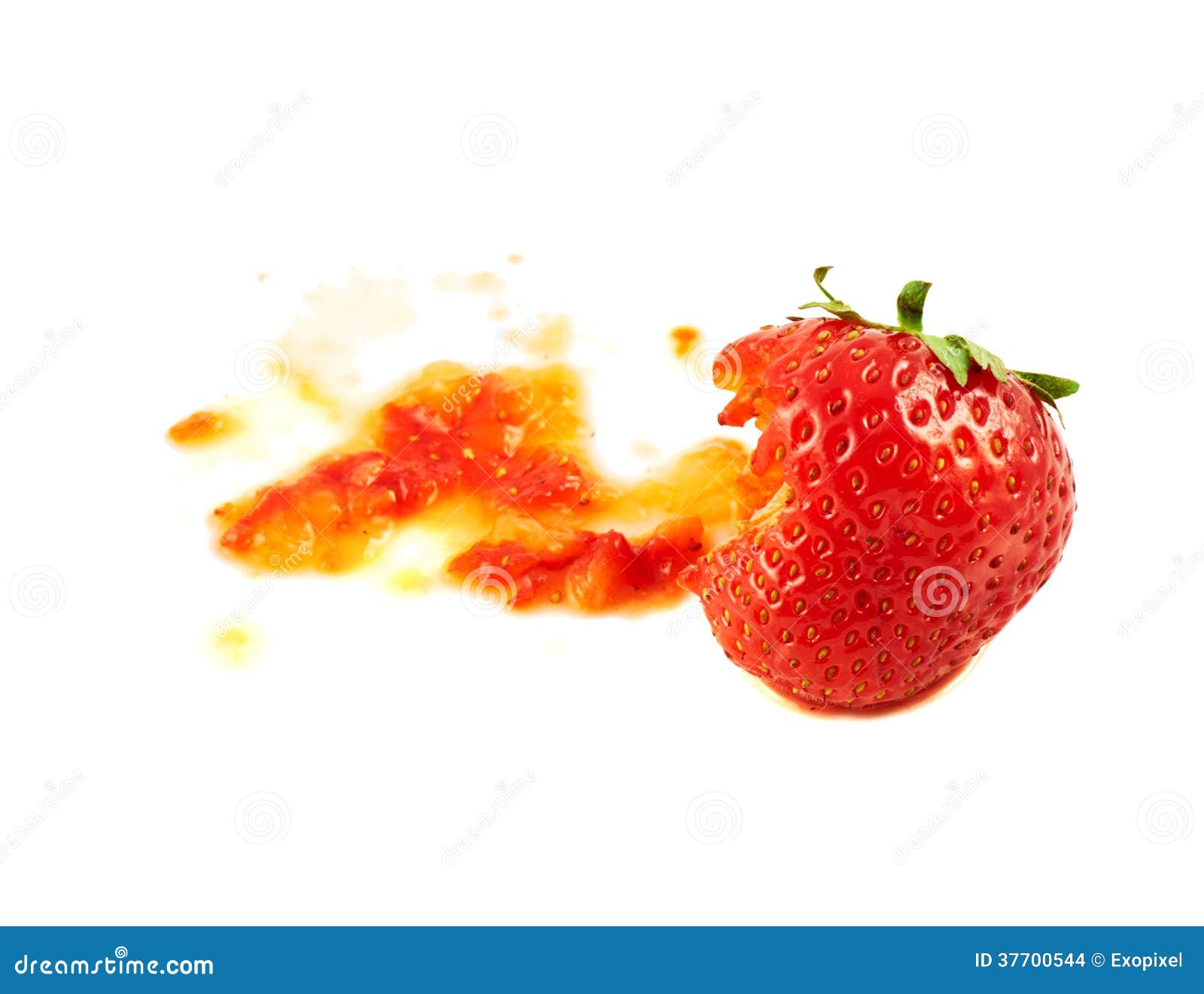 Smashed Strawberry Isolated Stock Photo - Image of hurt, injury: 37700544
