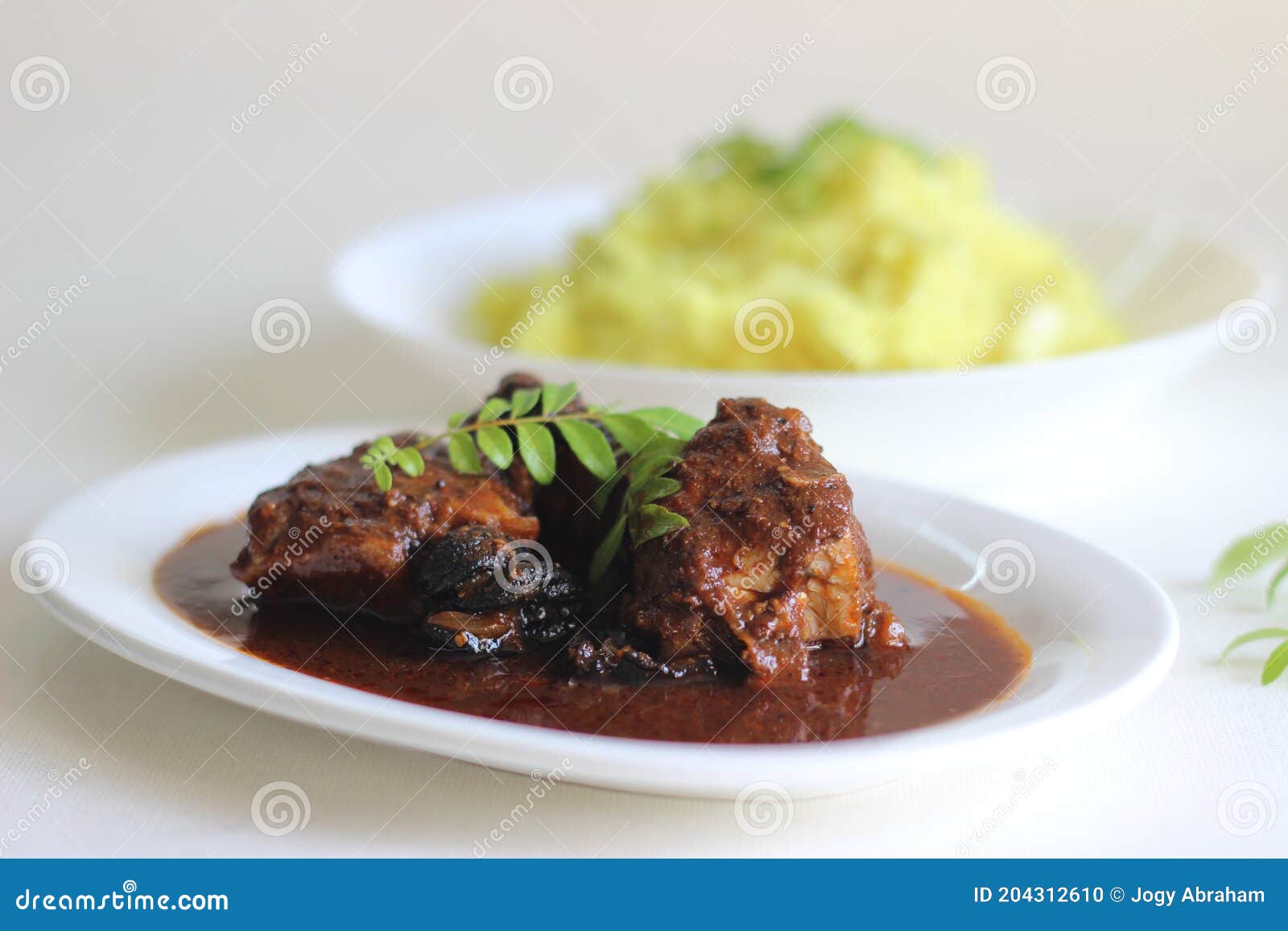 Mashed Tapioca Fish Curry and Chilli Chutney Stock Photo - Image of ...