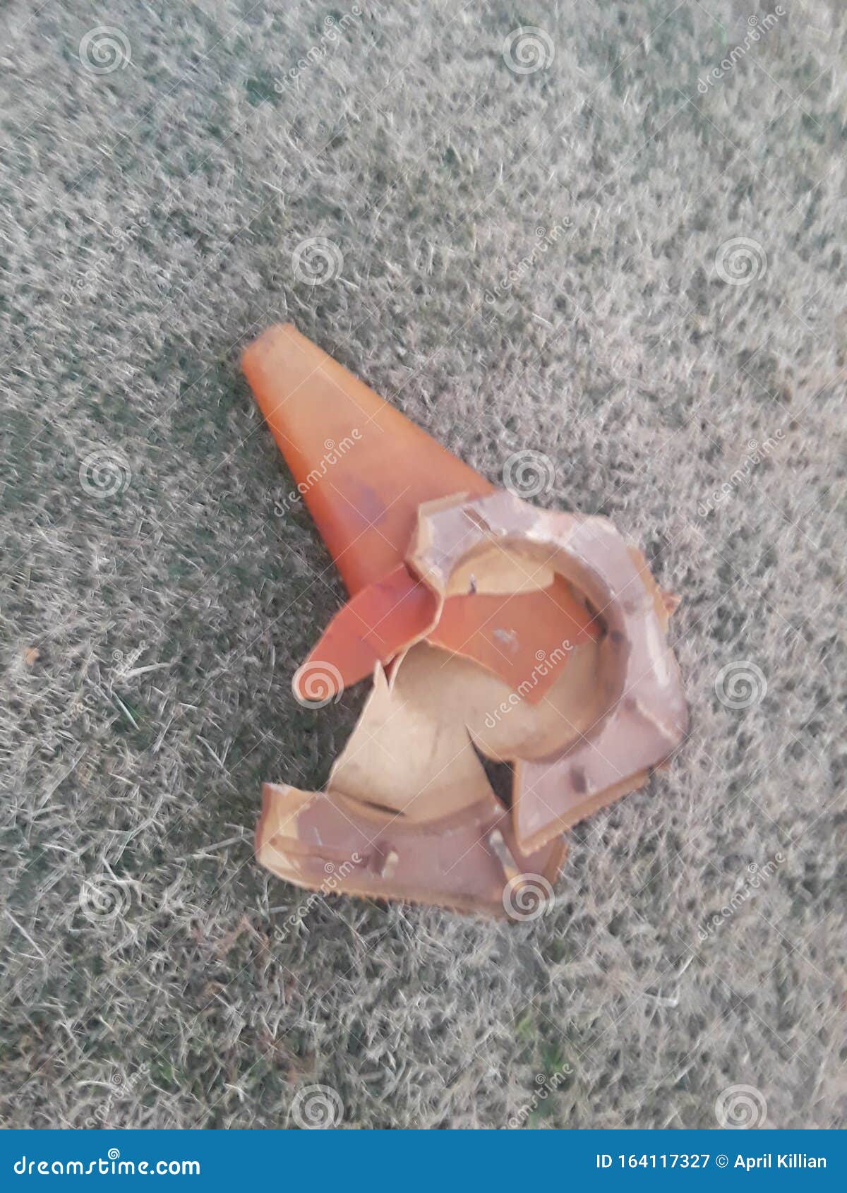 Smashed Traffic Cone Broken Orange Runover Stock Image - Image of ...