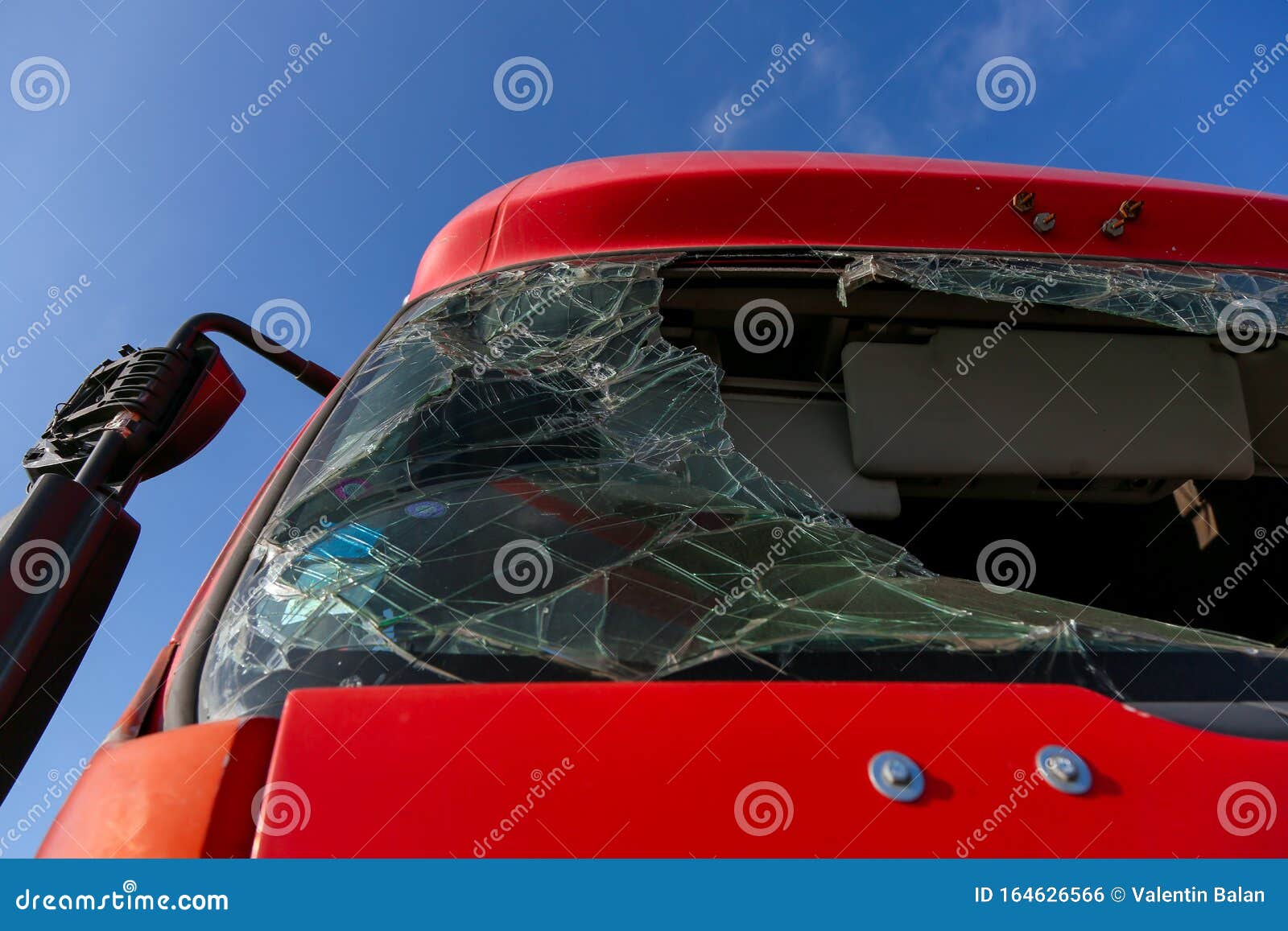Smashed Truck Window. stock photo. Image of breakdown - 164626566
