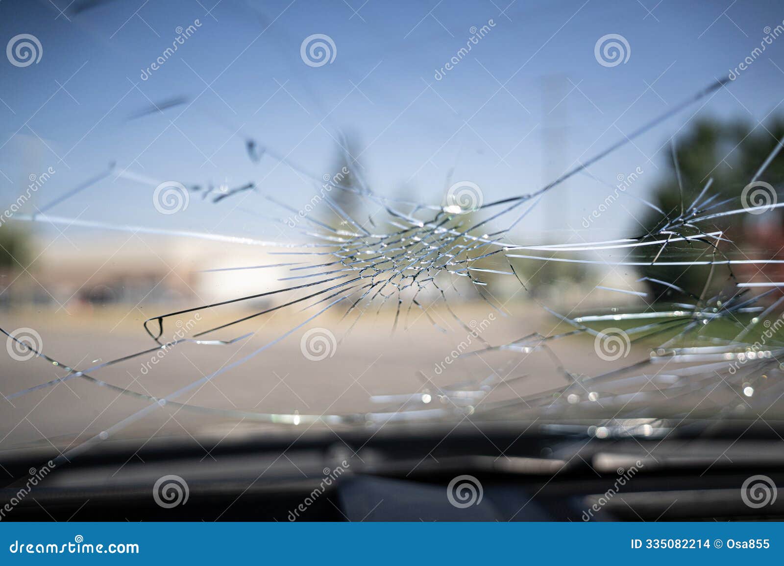 Smashed Vehicle Windscreen with Massive Hailstorm Damage Stock Photo ...