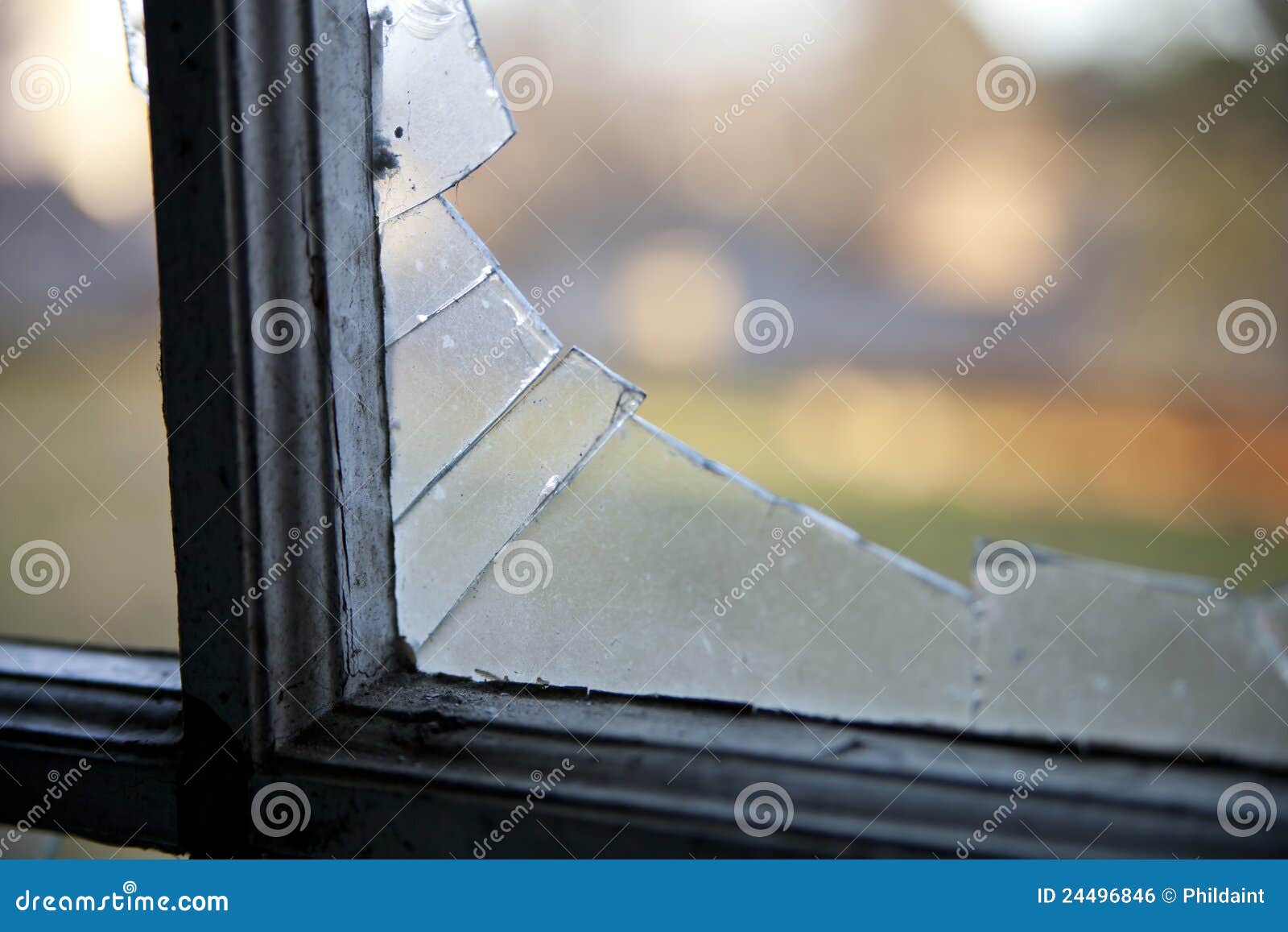 Smashed Window Frame Exterior In Abandoned WWII Building Stock Image ...