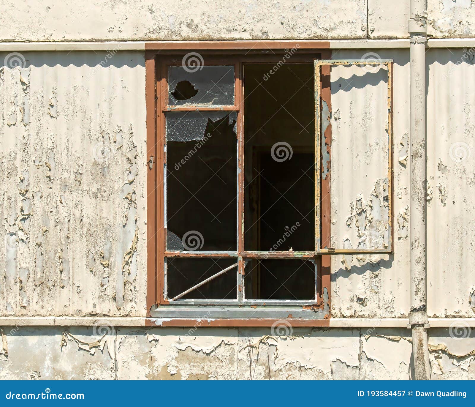 Smashed Window Frame Exterior in Abandoned WWII Building Stock Image ...