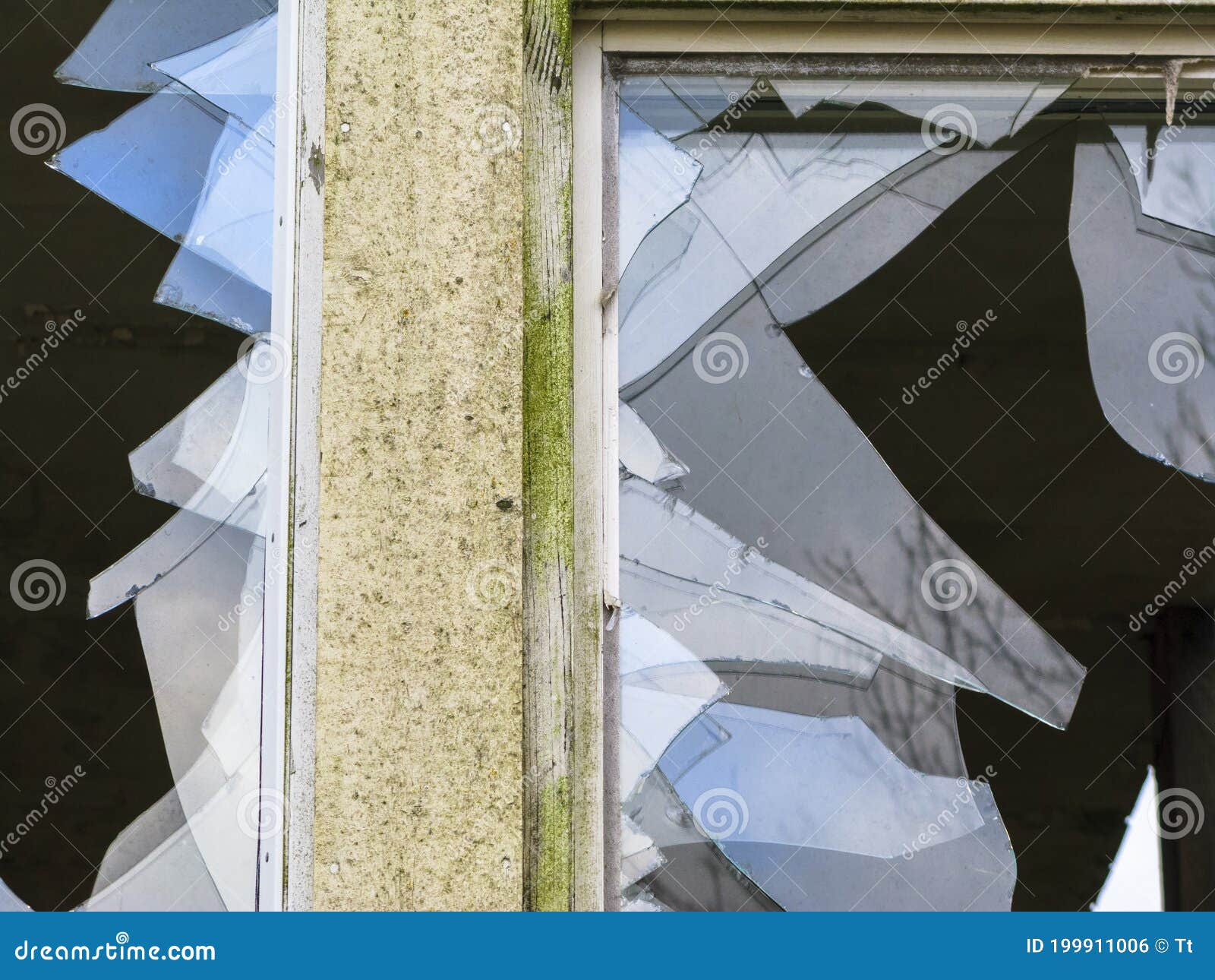 Smashed windows on a house stock photo. Image of crime - 199911006
