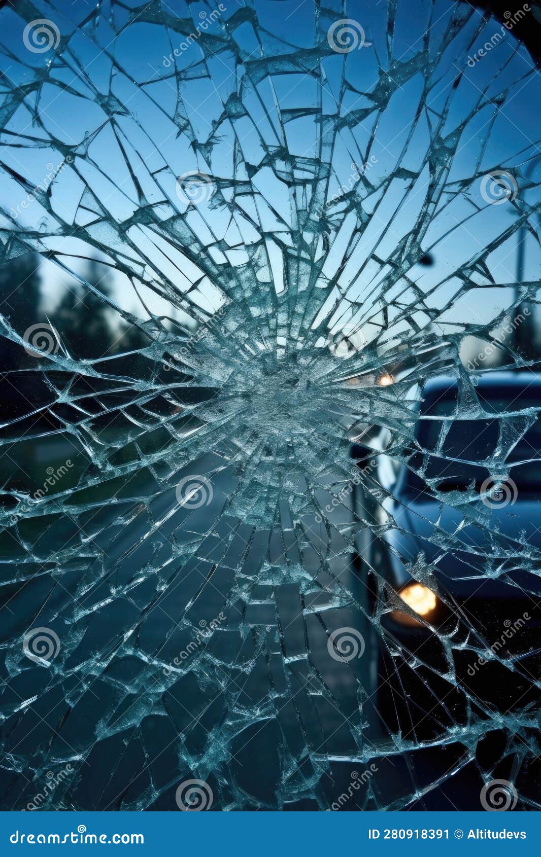 Smashed Windshield with Cracks and Shattered Glass Stock Illustration ...