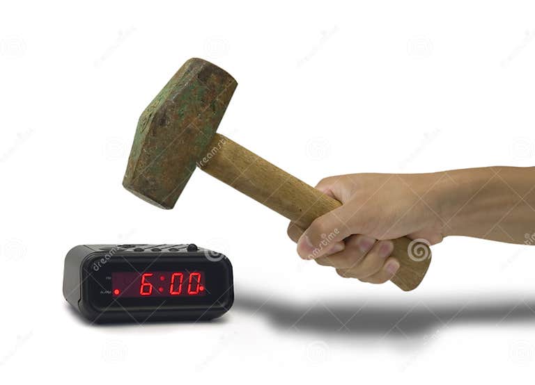 Smashing an Alarm Clock stock photo. Image of doze, slumber - 1099004