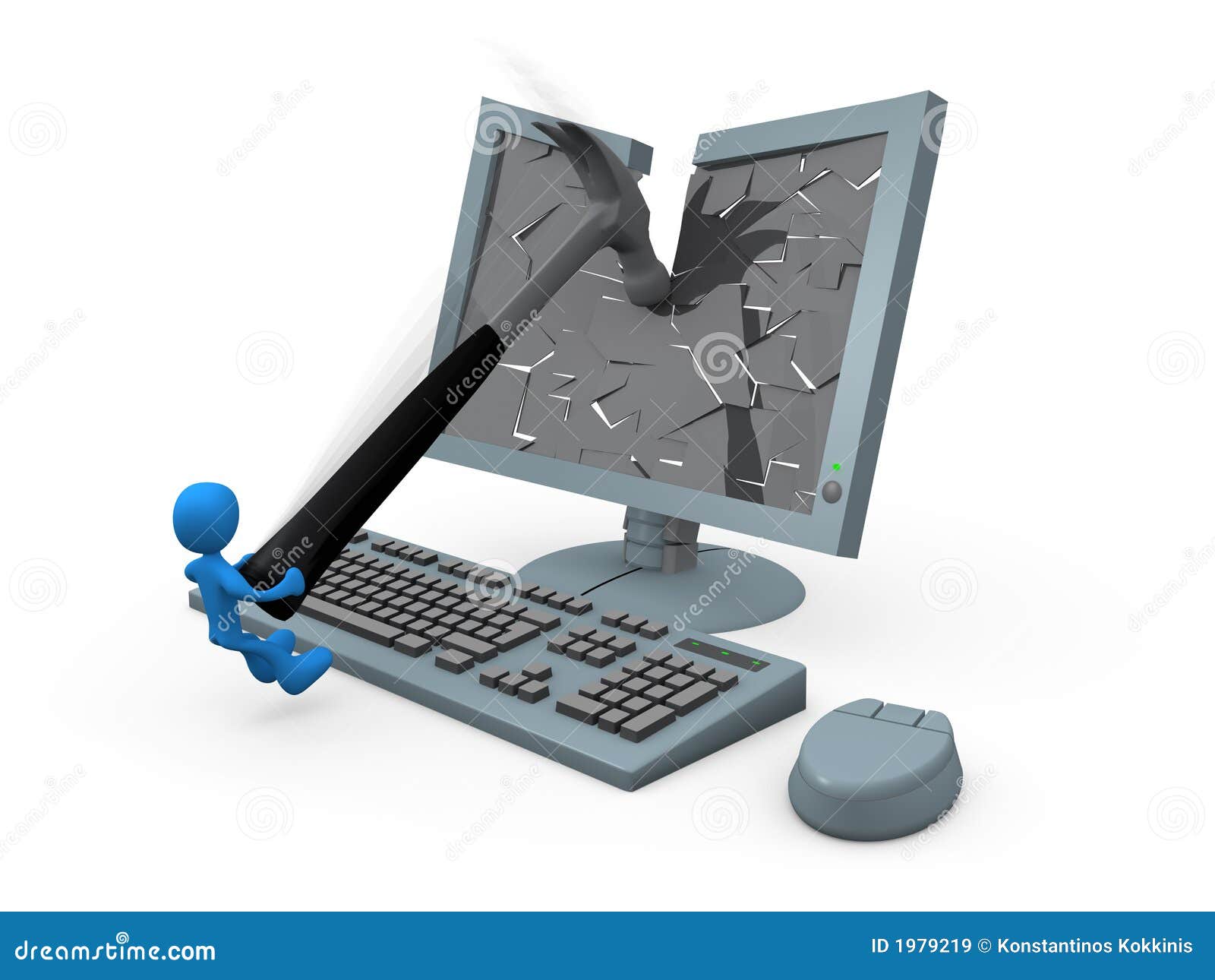 Smashing Monitor stock illustration. Illustration of character - 1979219