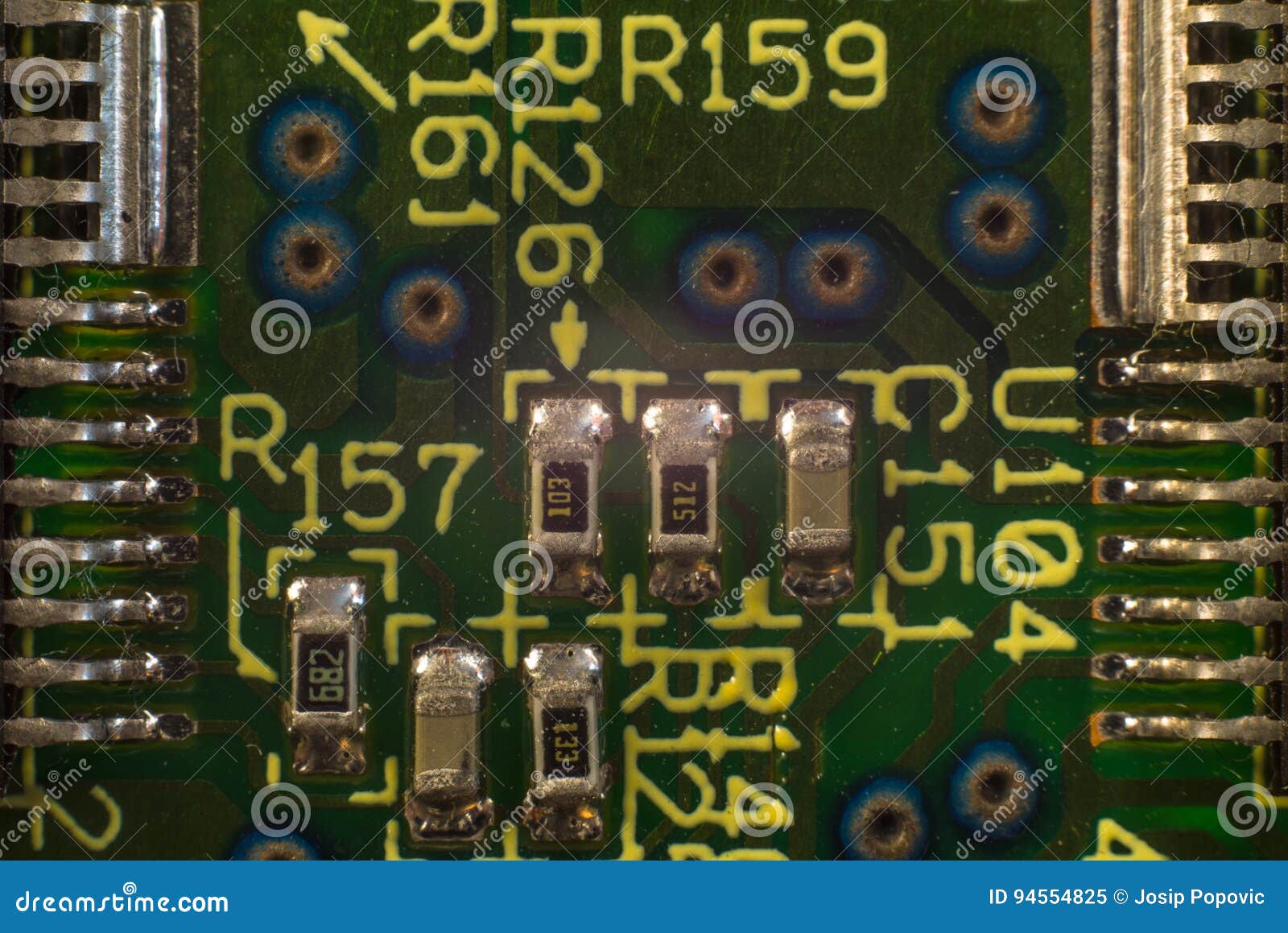 Smd components on pcb stock image. Image of markings - 94554825