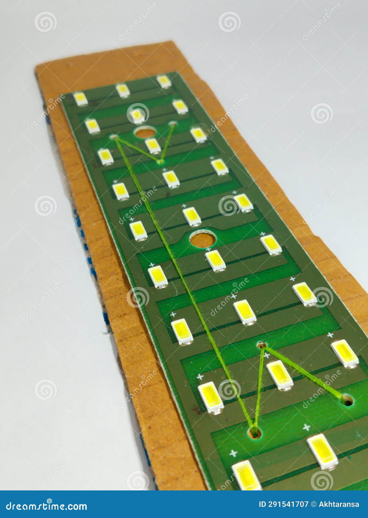 SMD LEDs on PCB Board Isolated on White Background. Macro Photography ...