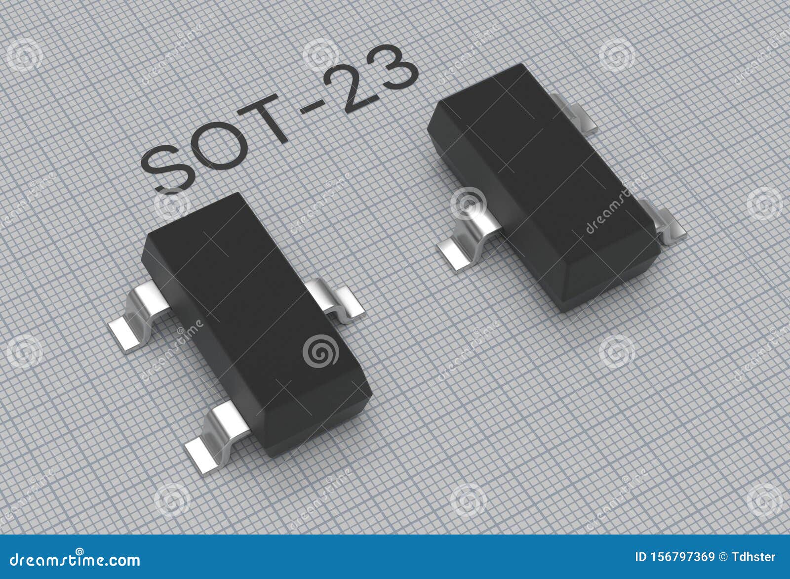 SMD SOT-23 Electronic Transistor Placed On Blueprint 3d Illustration ...
