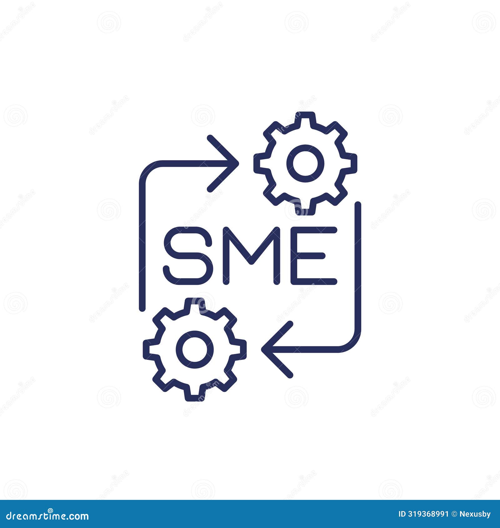 SME Icon with Gears in Line Design Stock Vector - Illustration of ...