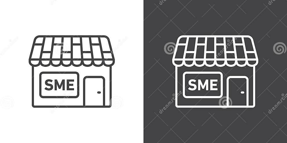 SME Icon Flat Vector Set Outline Stock Vector - Illustration of ...