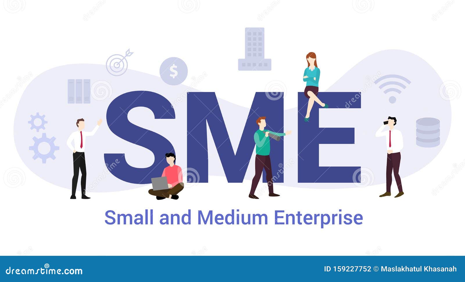 Sme Small and Medium Enterprise Concept with Big Word or Text and Team ...