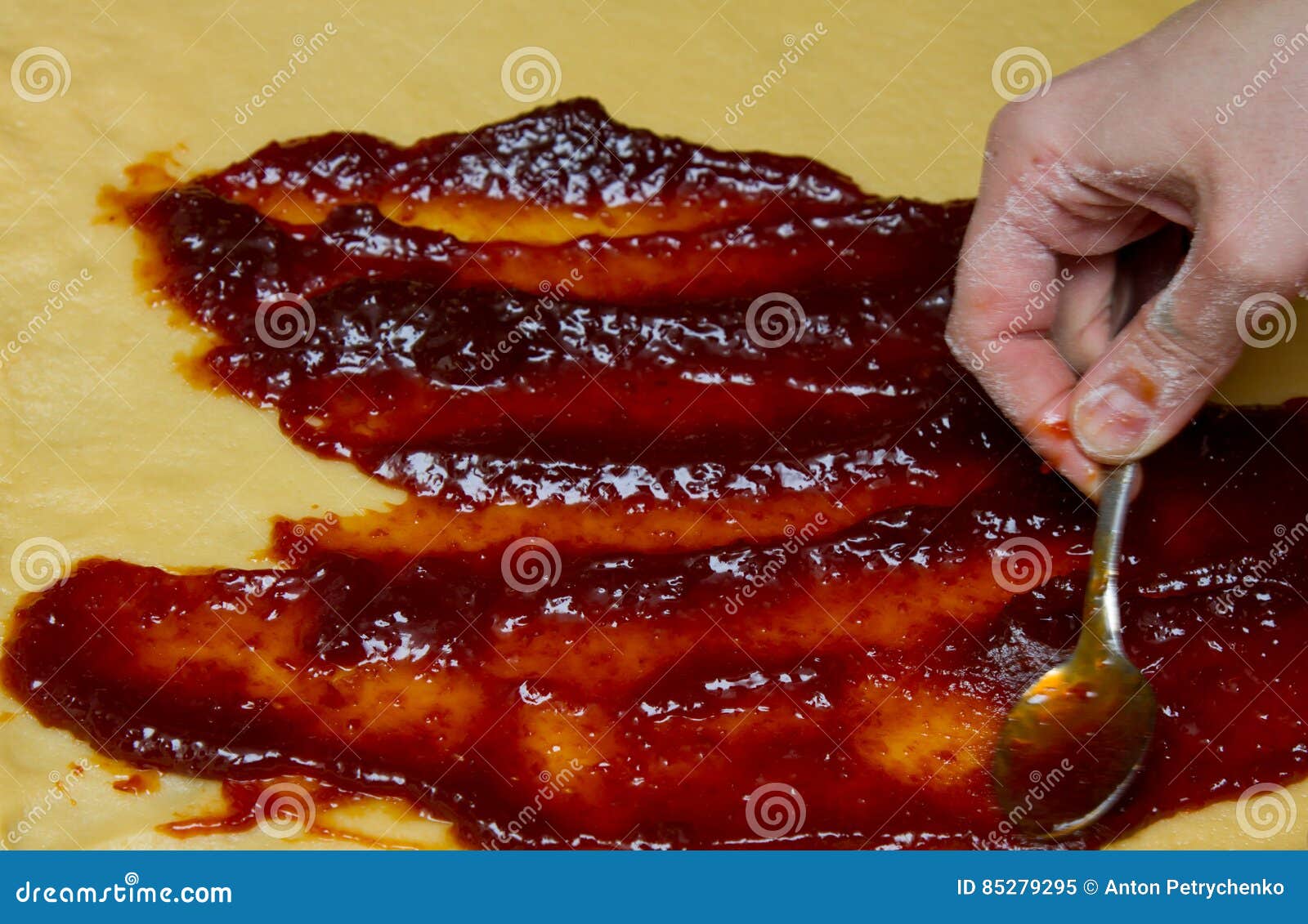 Smear jam on pastry stock image. Image of delicious, detail - 85279295