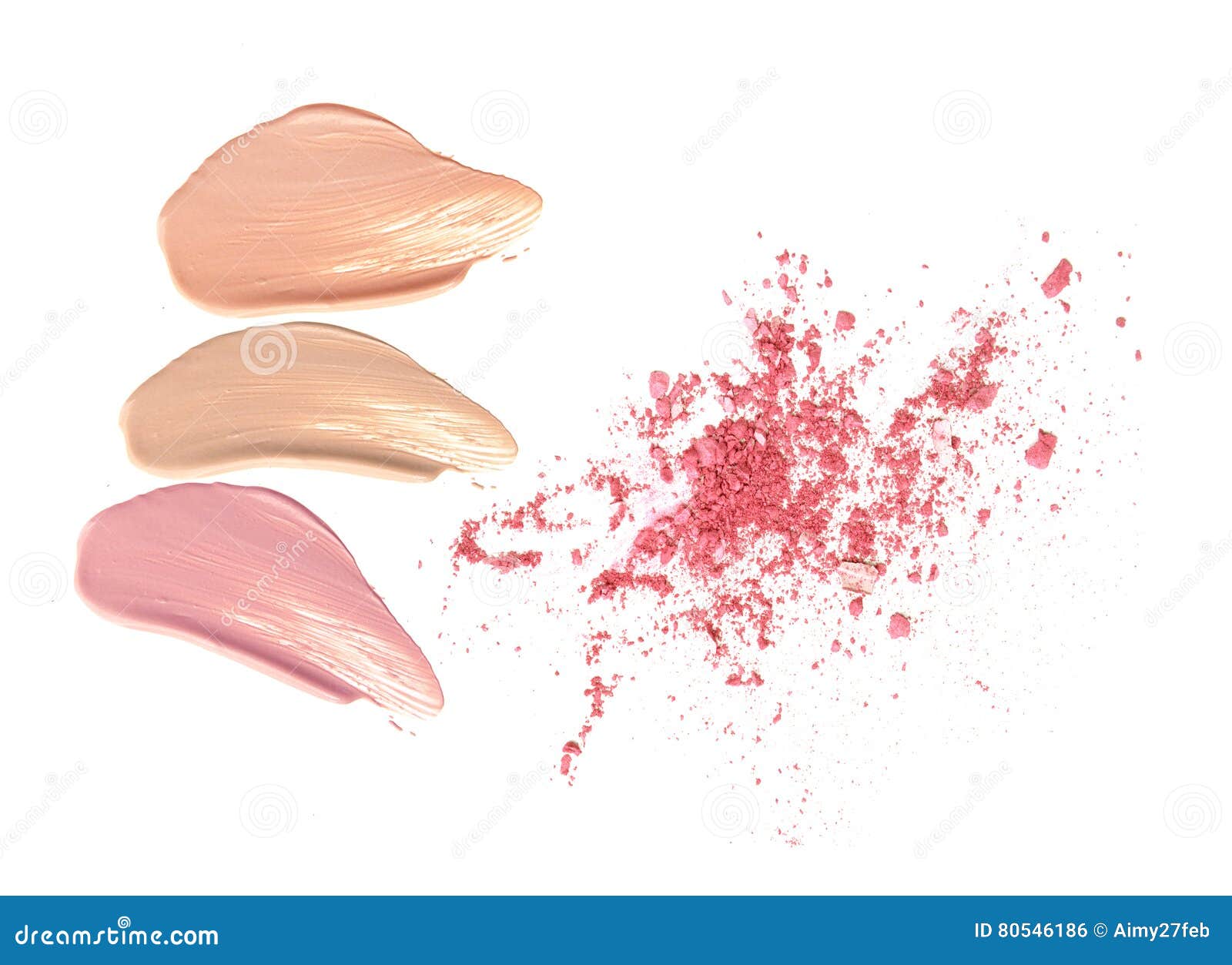 Smear Makeup Tone and Pink Cheek Powder on White Stock Photo - Image of ...