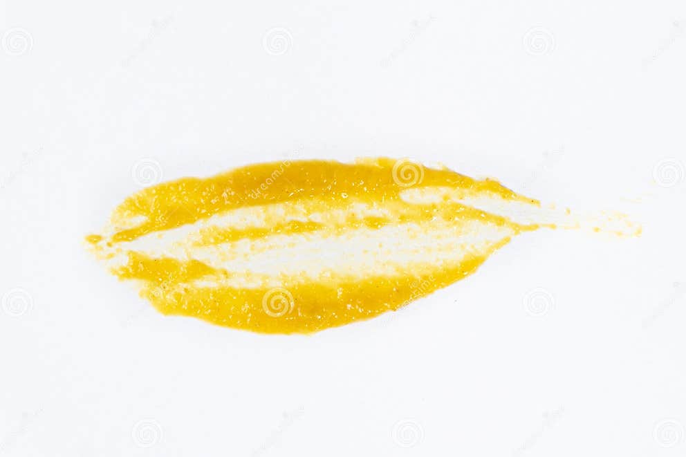 Smear of Mustard Sauce on White Background Isolate, Creativity in ...