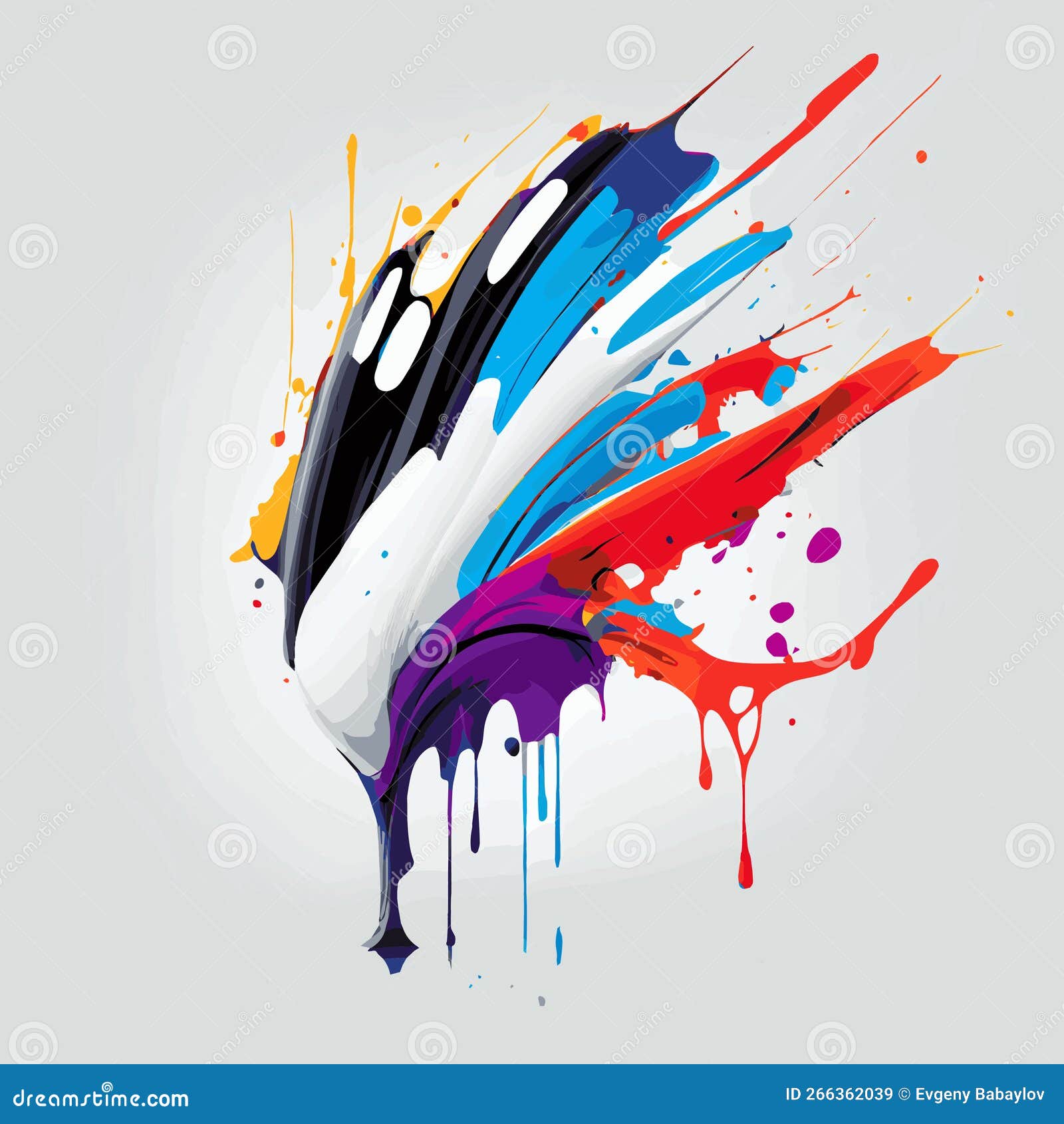 Smears, Blots of Colored Paint on a White Background, Multicolored ...
