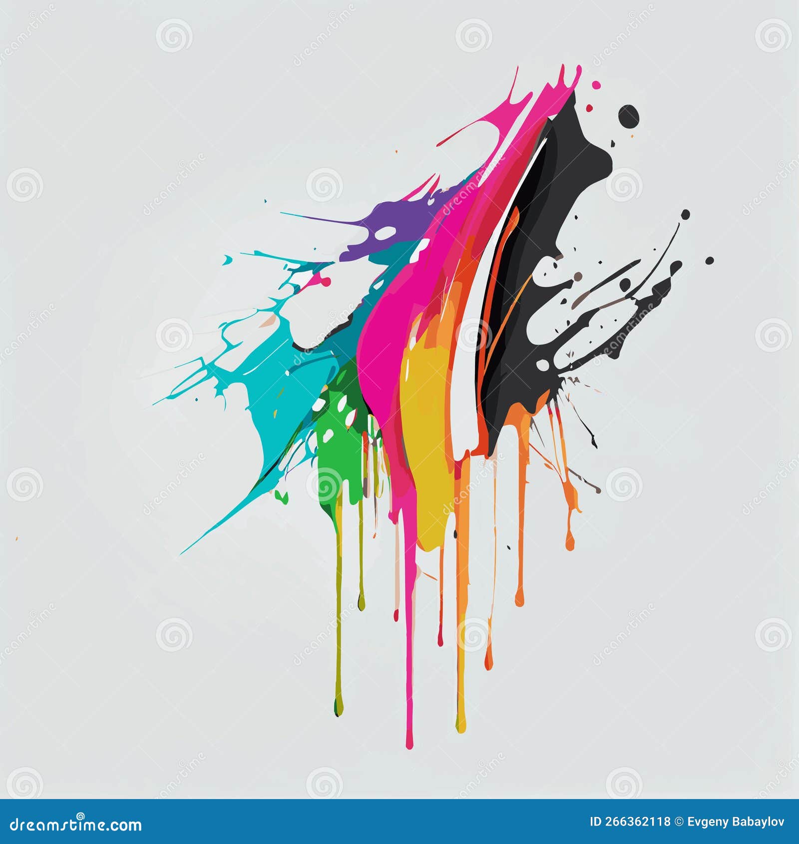 Smears, Blots of Colored Paint on a White Background, Multicolored ...