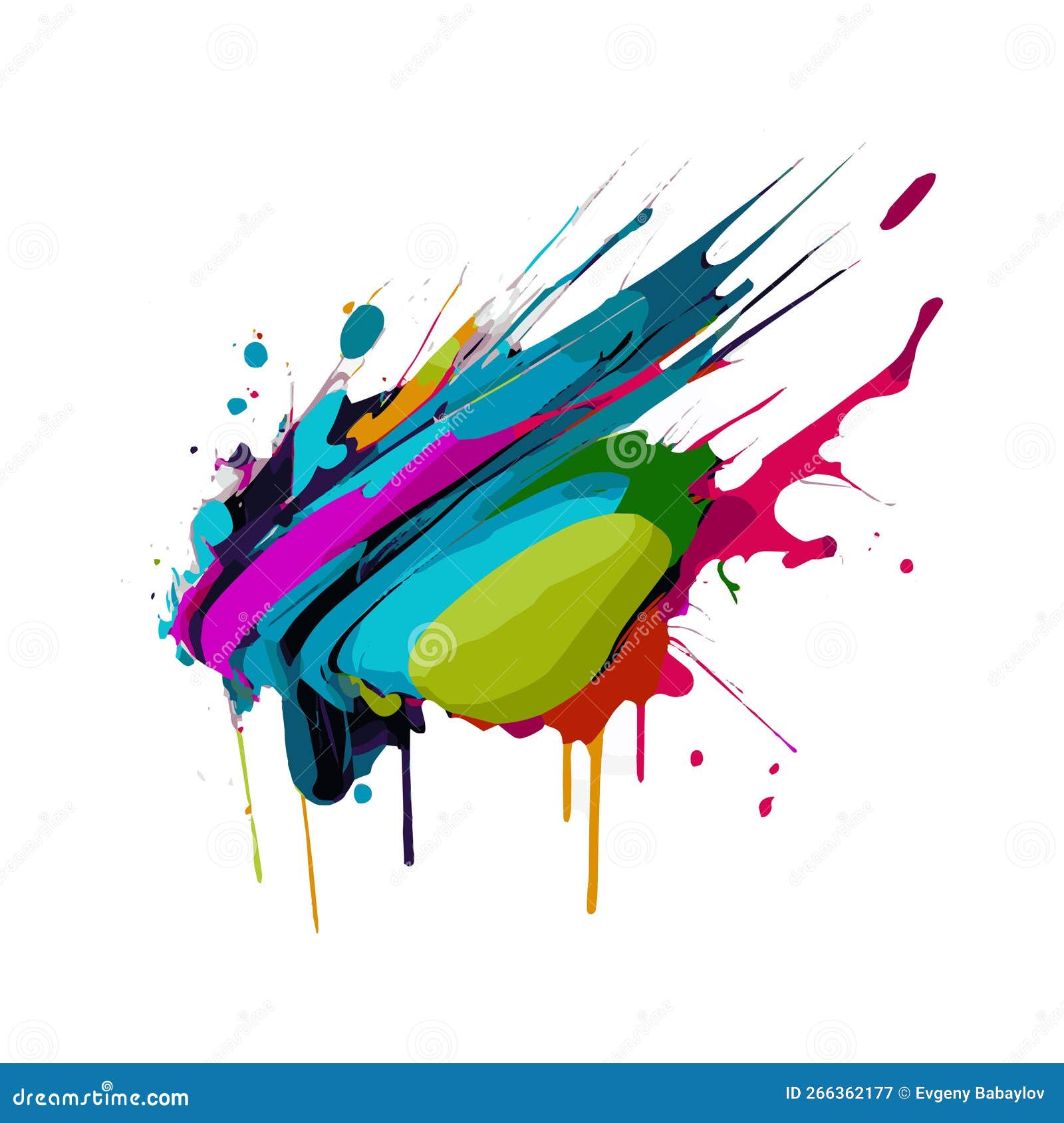 Smears, Blots of Colored Paint on a White Background, Multicolored ...