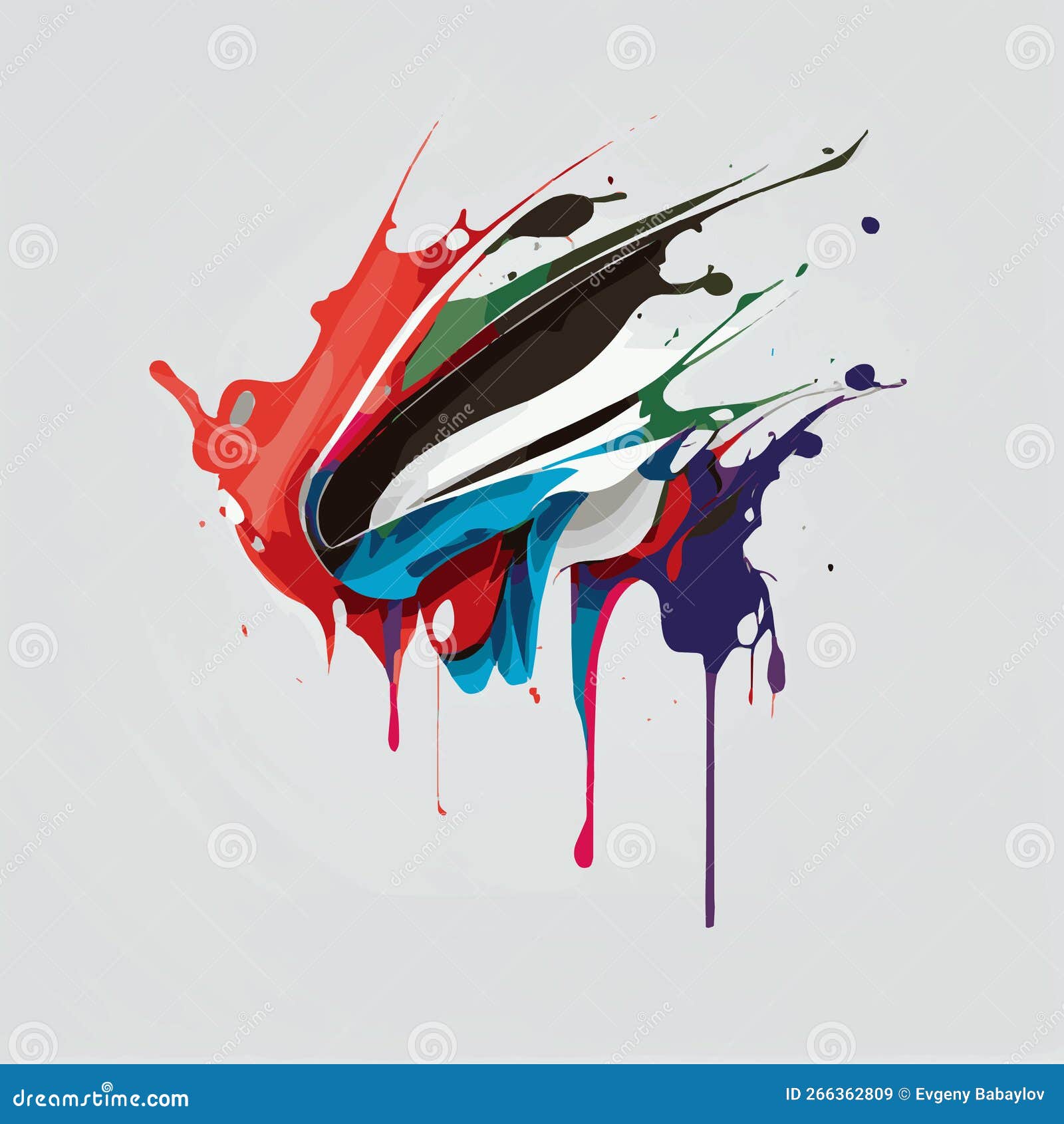 Smears, Blots of Colored Paint on a White Background, Multicolored ...