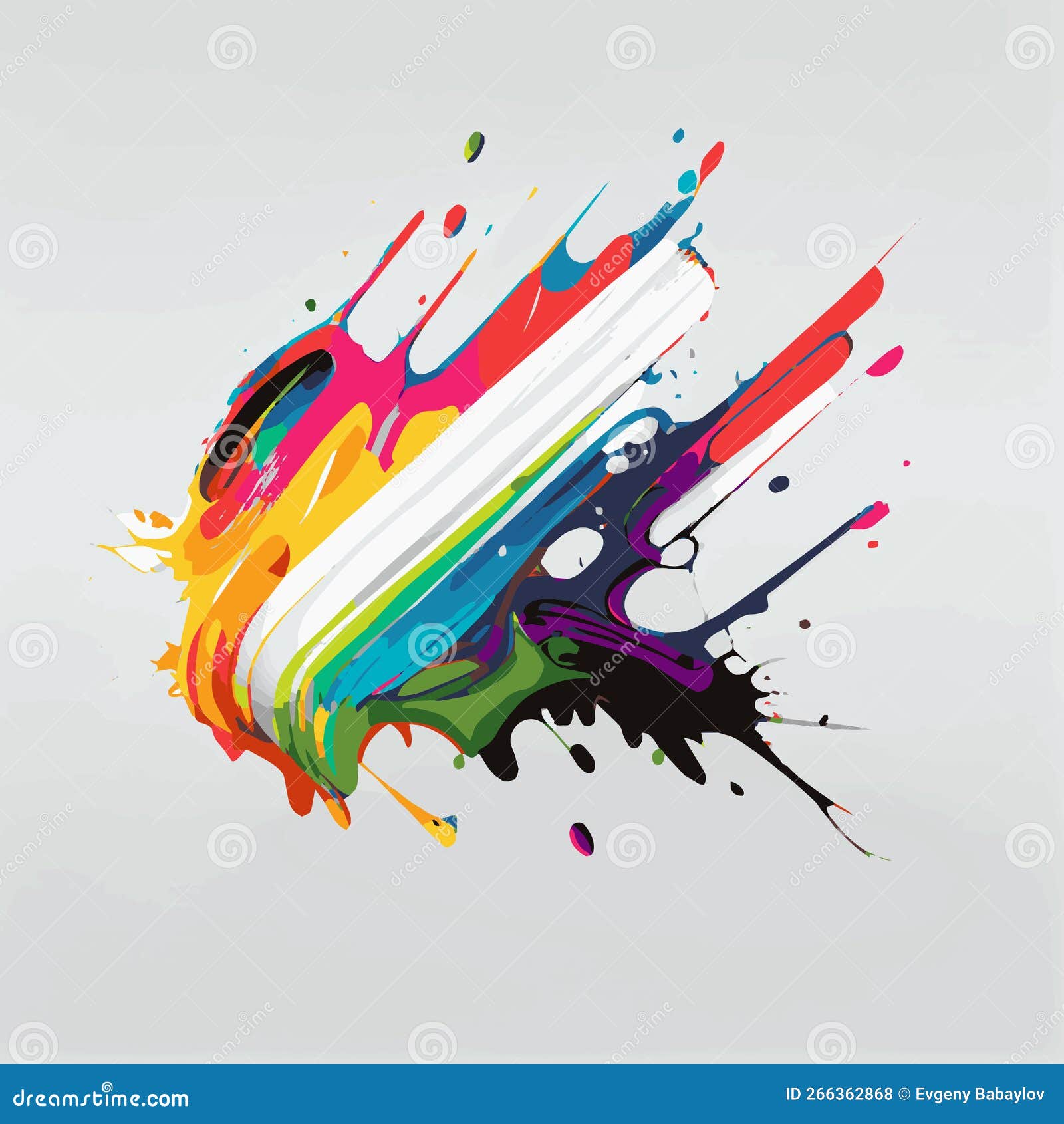 Smears, Blots of Colored Paint on a White Background, Multicolored ...