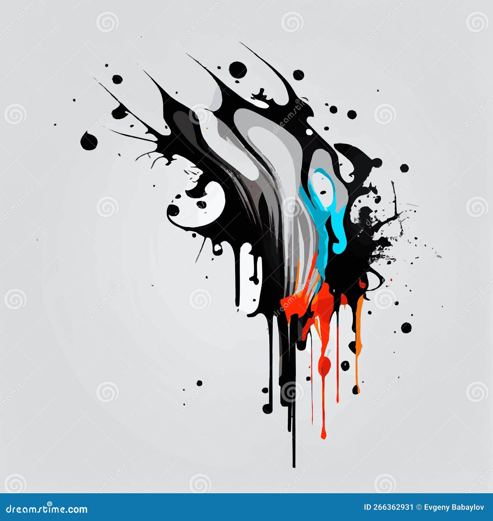 Smears, Blots of Colored Paint on a White Background, Multicolored ...