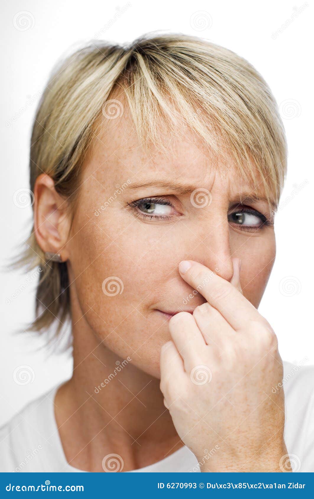 Smell stock image. Image of stink, cute, white, eyes, hand - 6270993