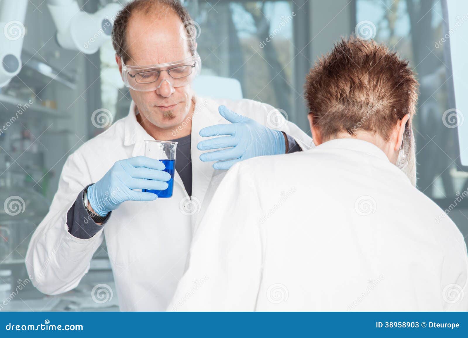 Chemist Man Smelling Test Medical Chemicals Sample In Glass Volumetric ...