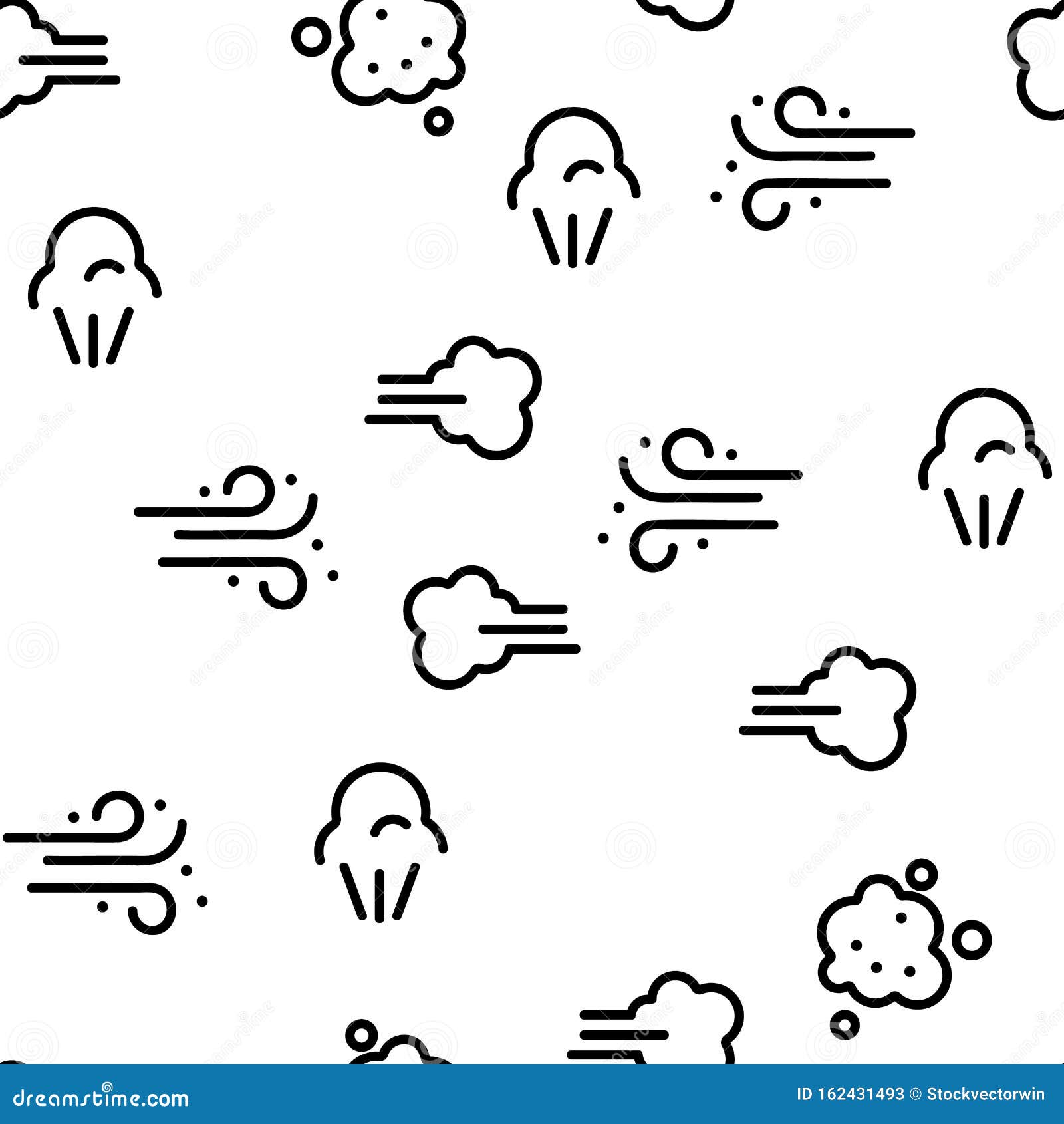 Smell Cloud Vector Seamless Pattern Stock Vector - Illustration of ...