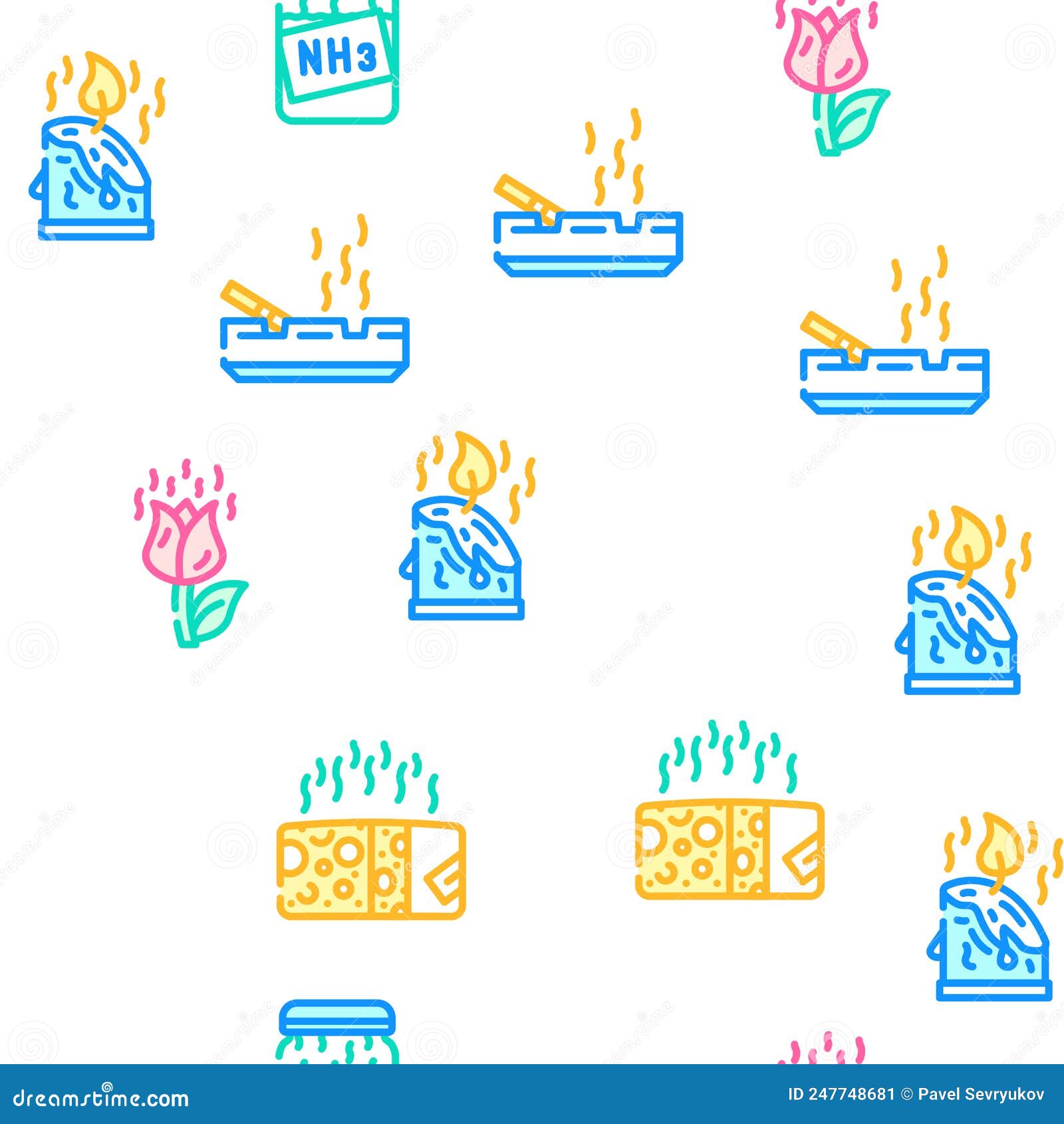 Smell Feel and Sense Vector Seamless Pattern Stock Vector ...