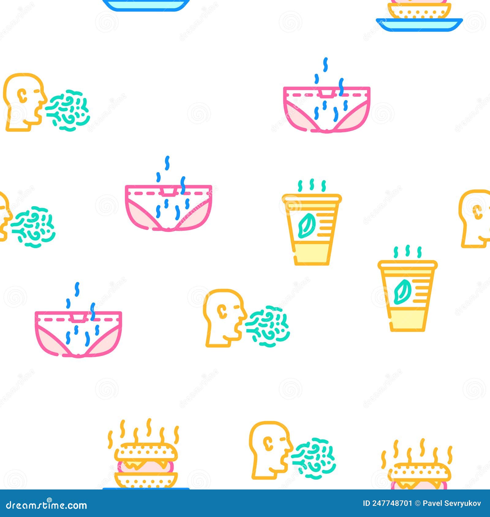 Smell Feel and Sense Vector Seamless Pattern Stock Illustration ...