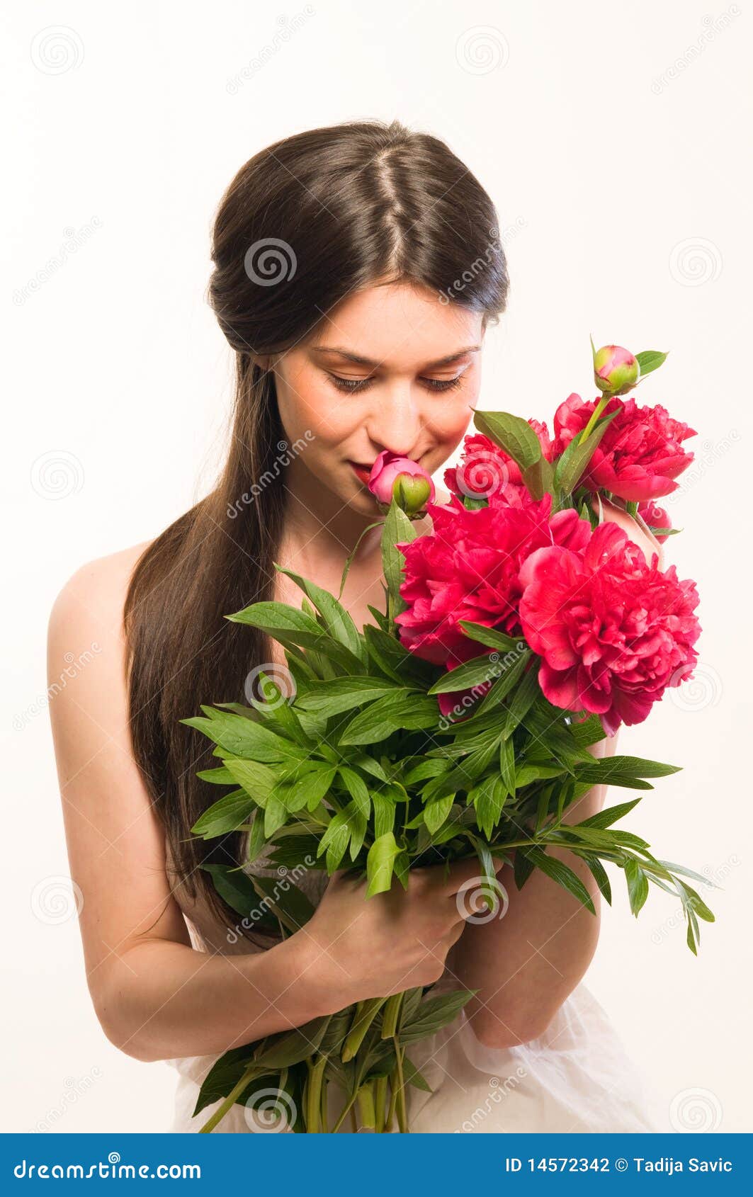 Smell the flowers stock photo. Image of girl, caucasian - 14572342